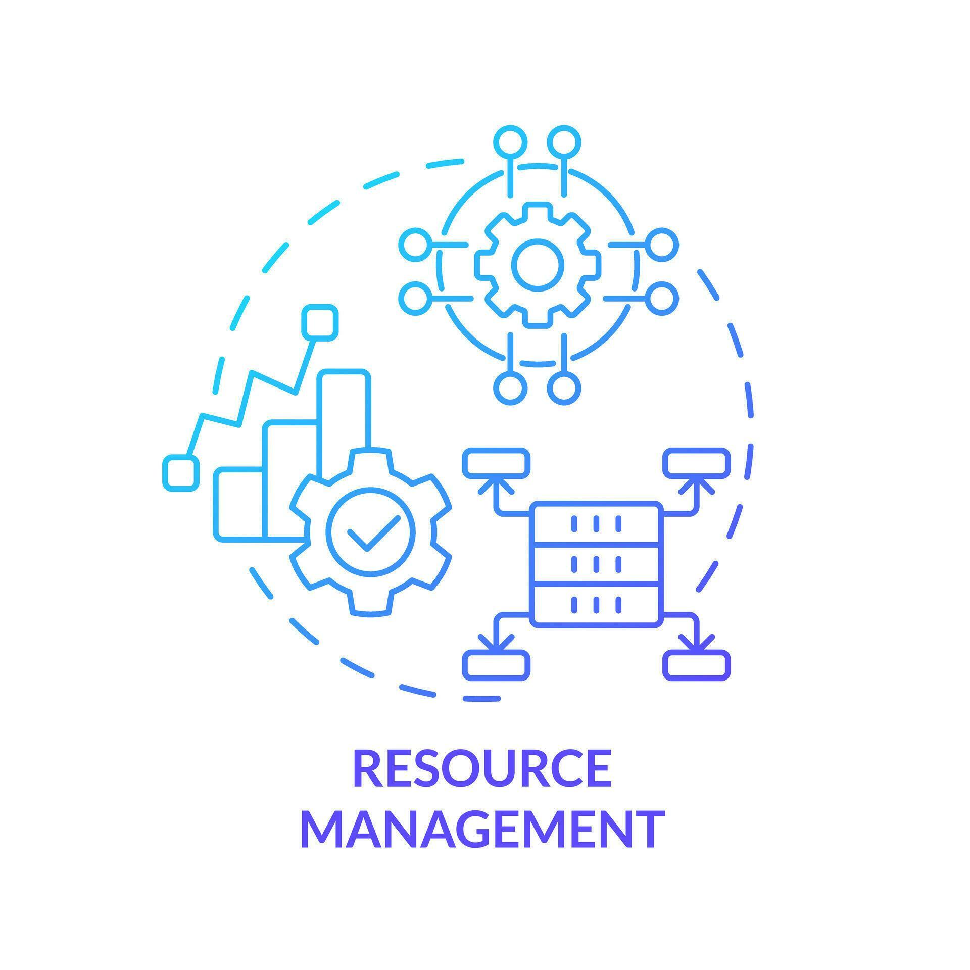 Resource management blue gradient concept icon. System orchestration ...