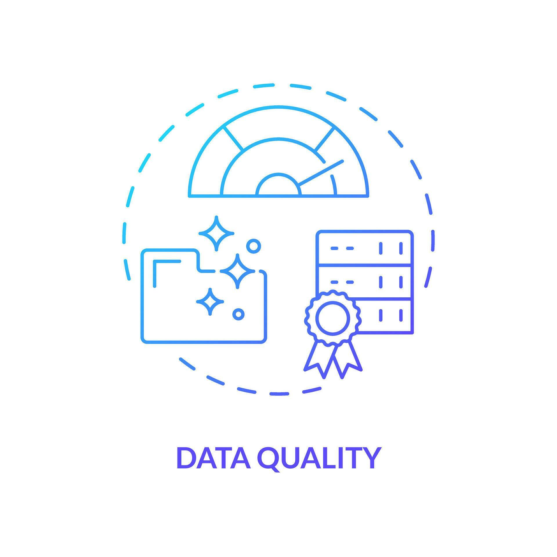 Data quality blue gradient concept icon. Relevant and accurate ...