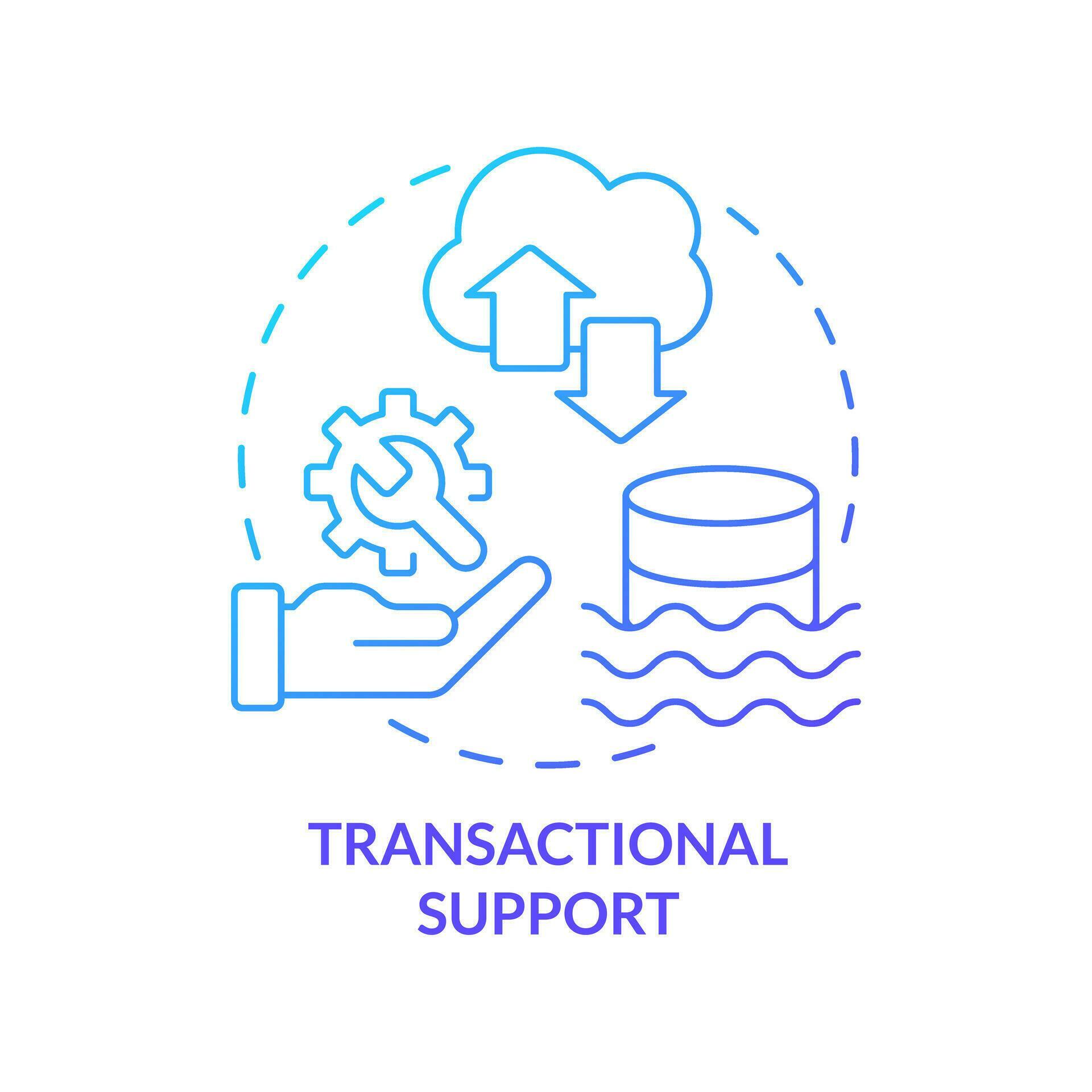 Transactional support blue gradient concept icon. ACID transactions ...