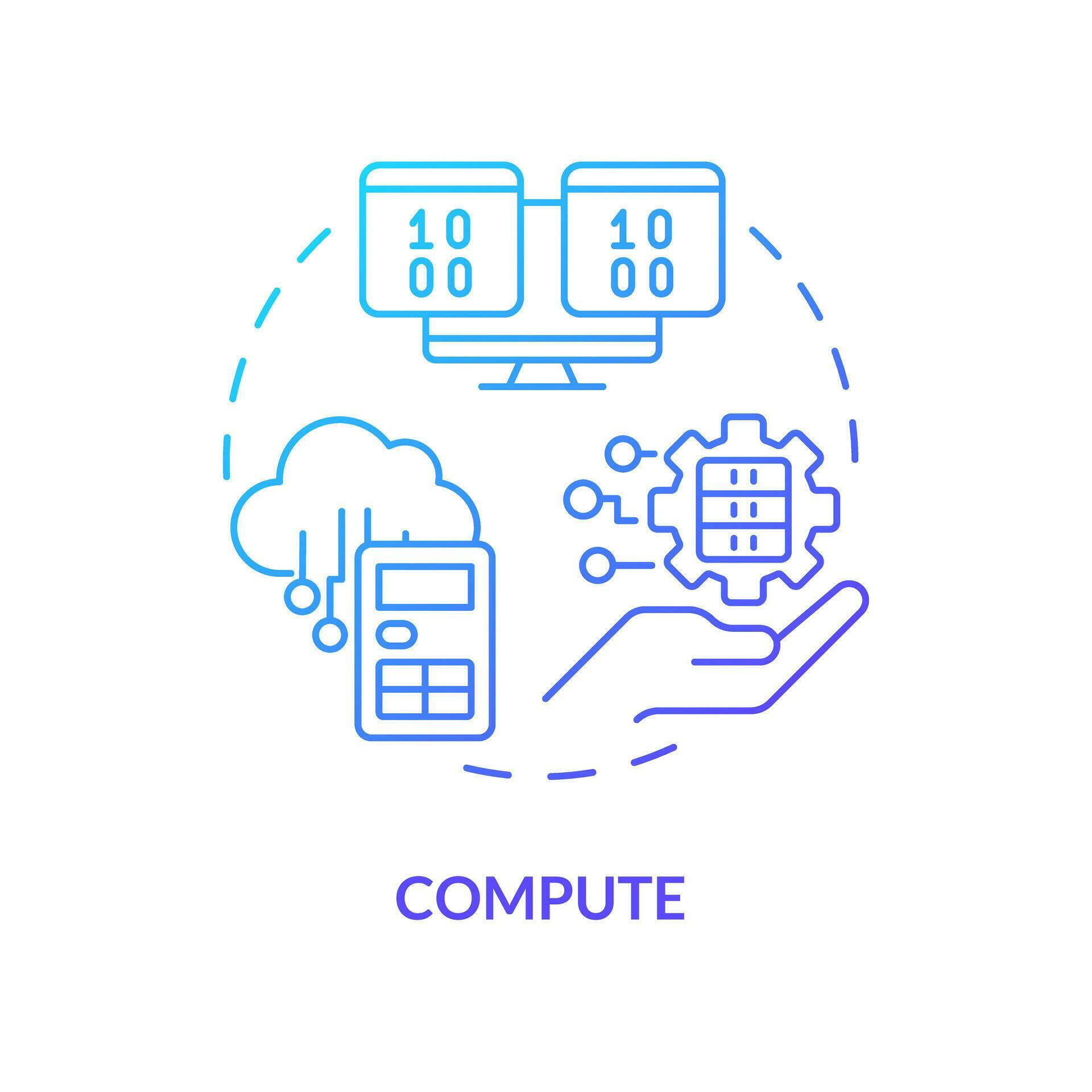 Compute blue gradient concept icon. Operations with information. Data lake vs data warehouse ...