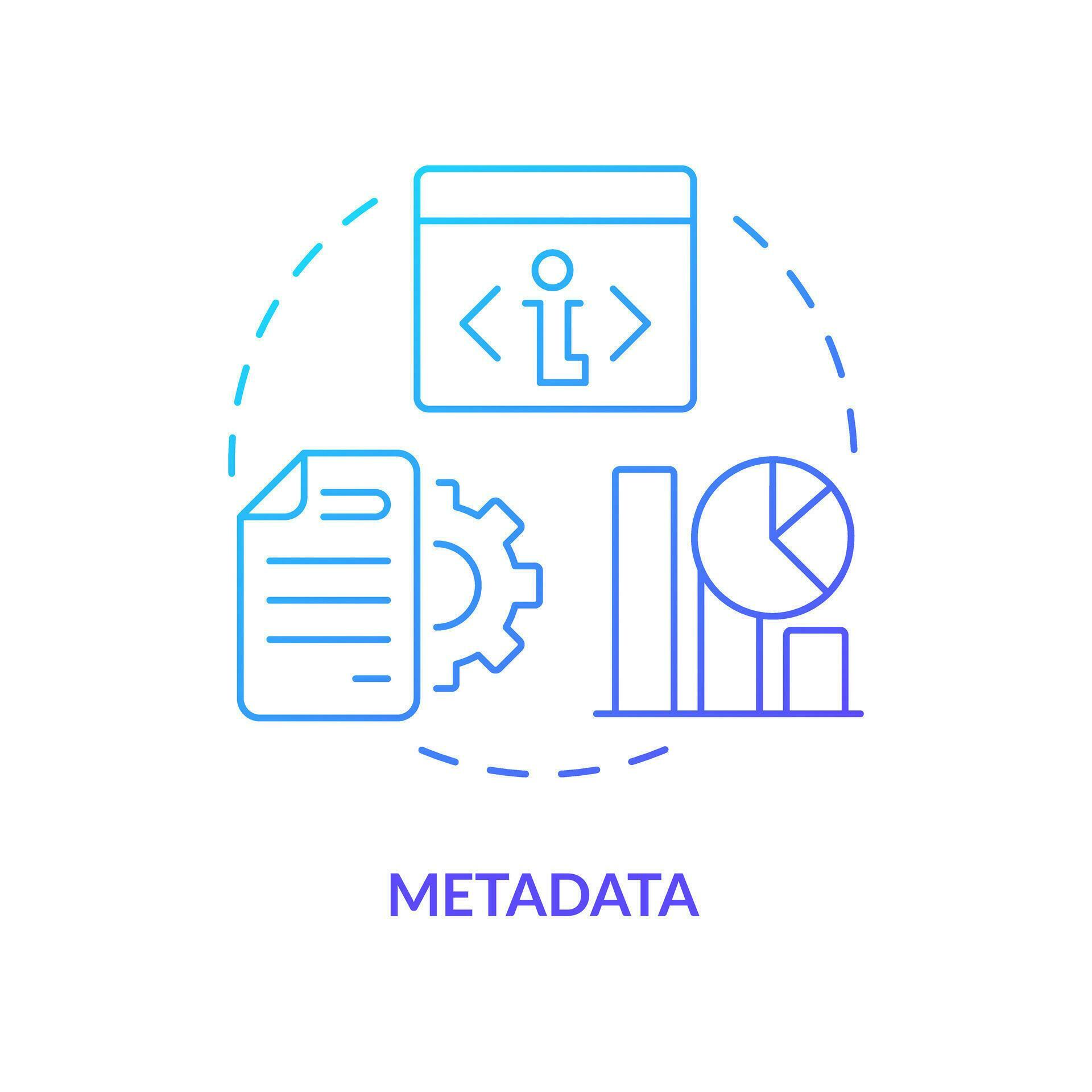 Metadata blue gradient concept icon. Additional information about file ...