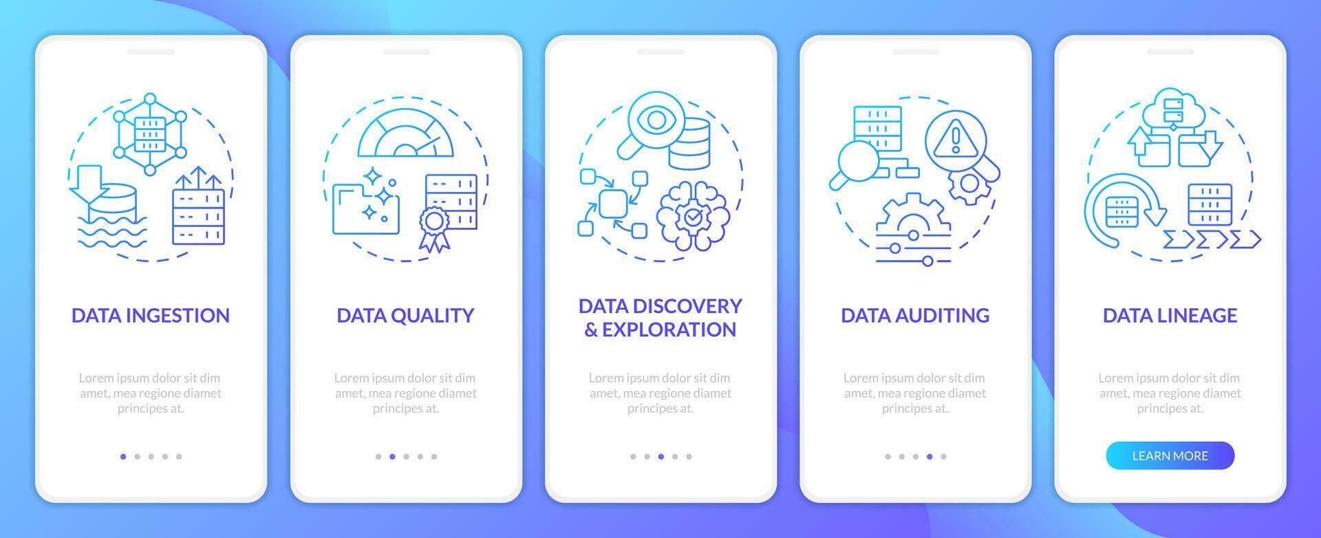 Data Lake Key Concepts Blue Gradient Mobile App Screen Technology