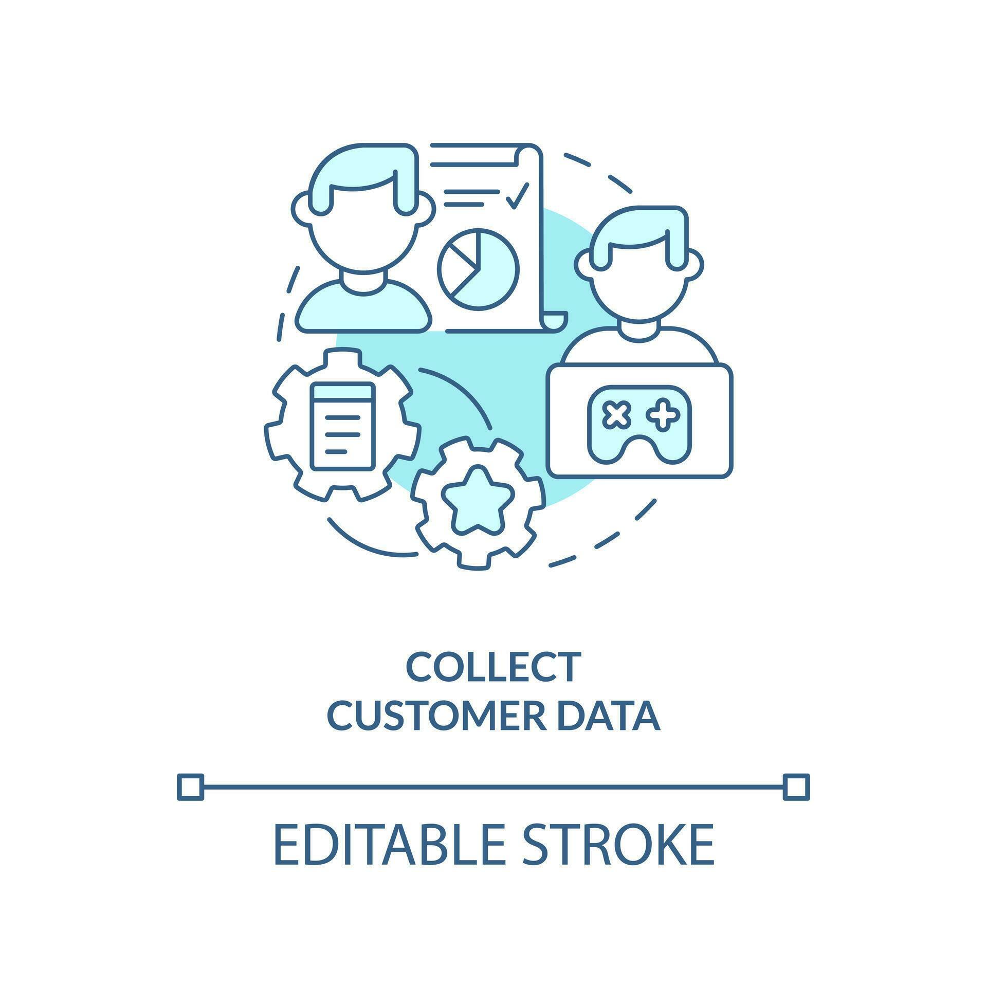 Collect Customer Data Turquoise Concept Icon Digital Marketing Gamification Pros Abstract Idea