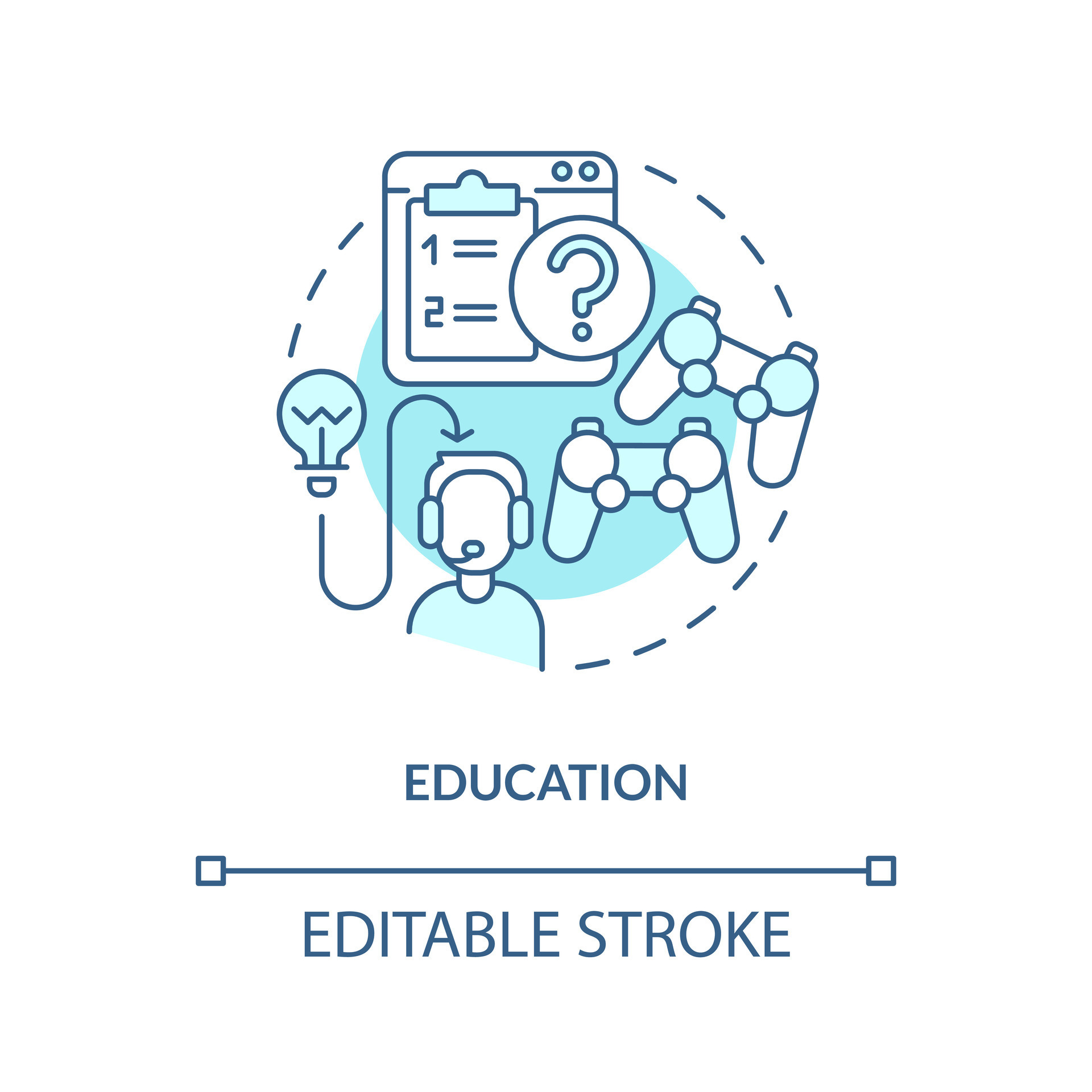 Education turquoise concept icon. User learning. Game mechanics in gamification abstract idea ...