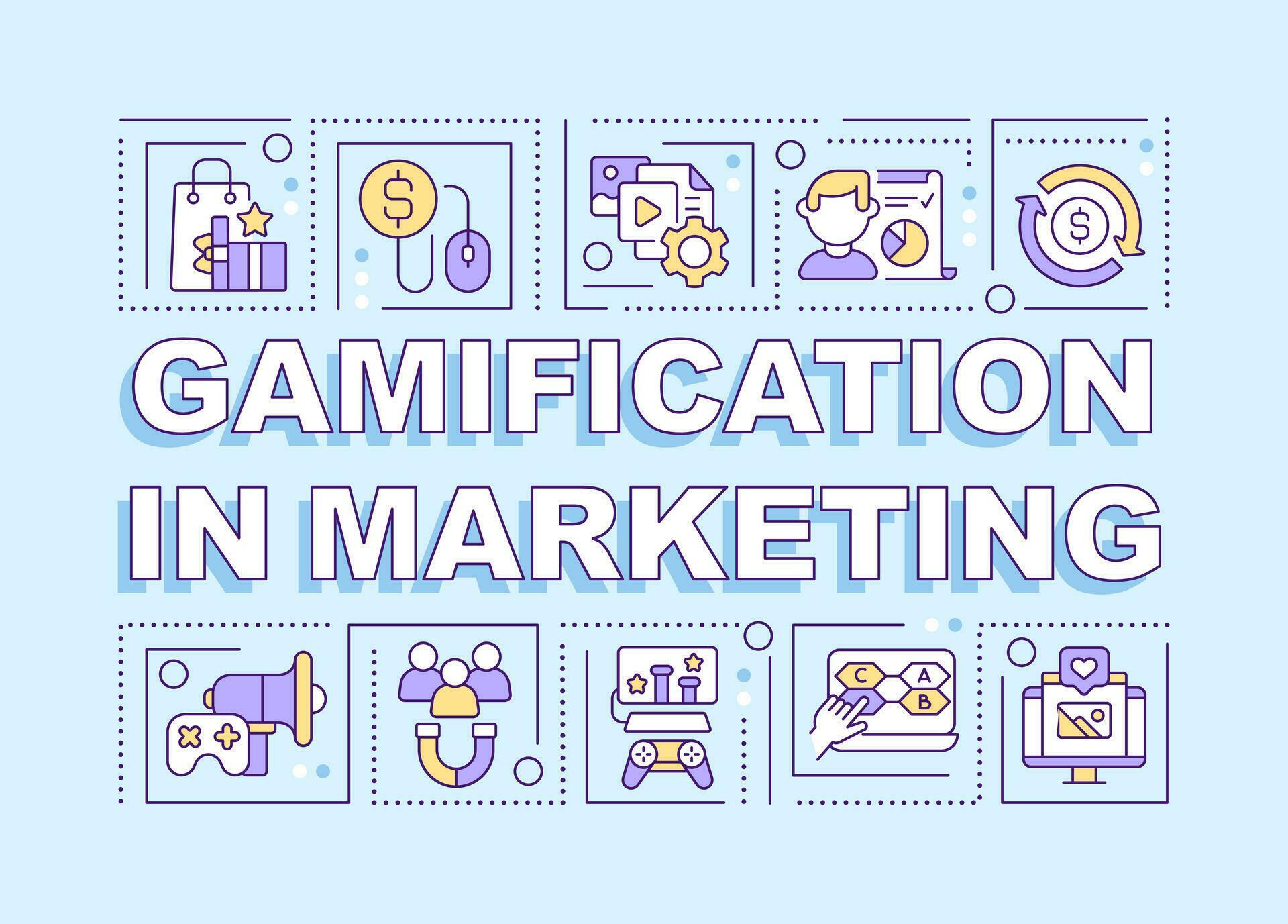 Gamification in marketing word concepts blue banner. Infographics with ... Gamification in marketing word concepts blue banner. Infographics with ...