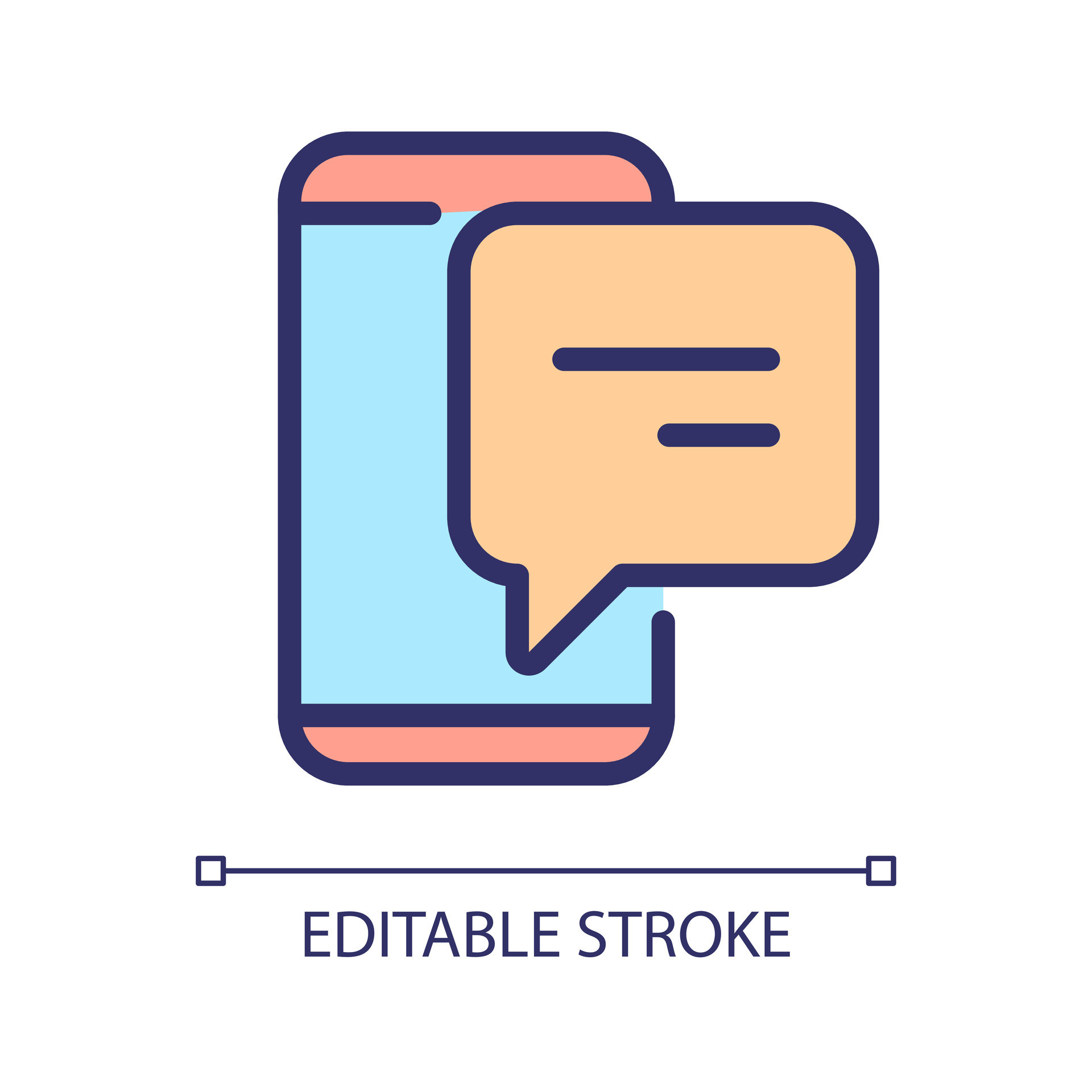 Smartphone With Speech Bubble Pixel Perfect Rgb Color Icon Notification From Messenger Mobile