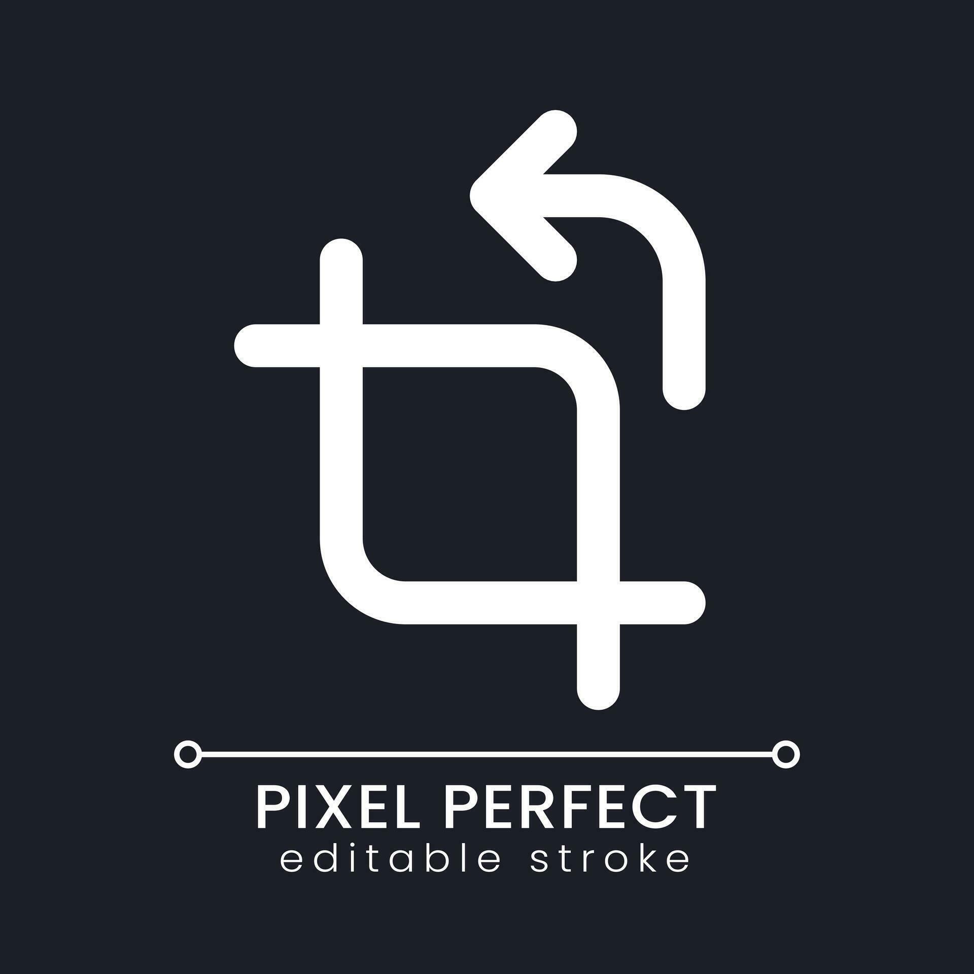 Cropping pixel perfect white linear ui icon for dark theme. Video file editing software. Remove ...