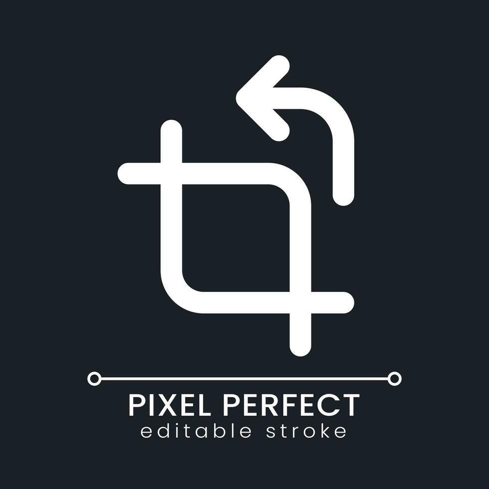 Cropping pixel perfect white linear ui icon for dark theme. Video file editing software. Remove ...