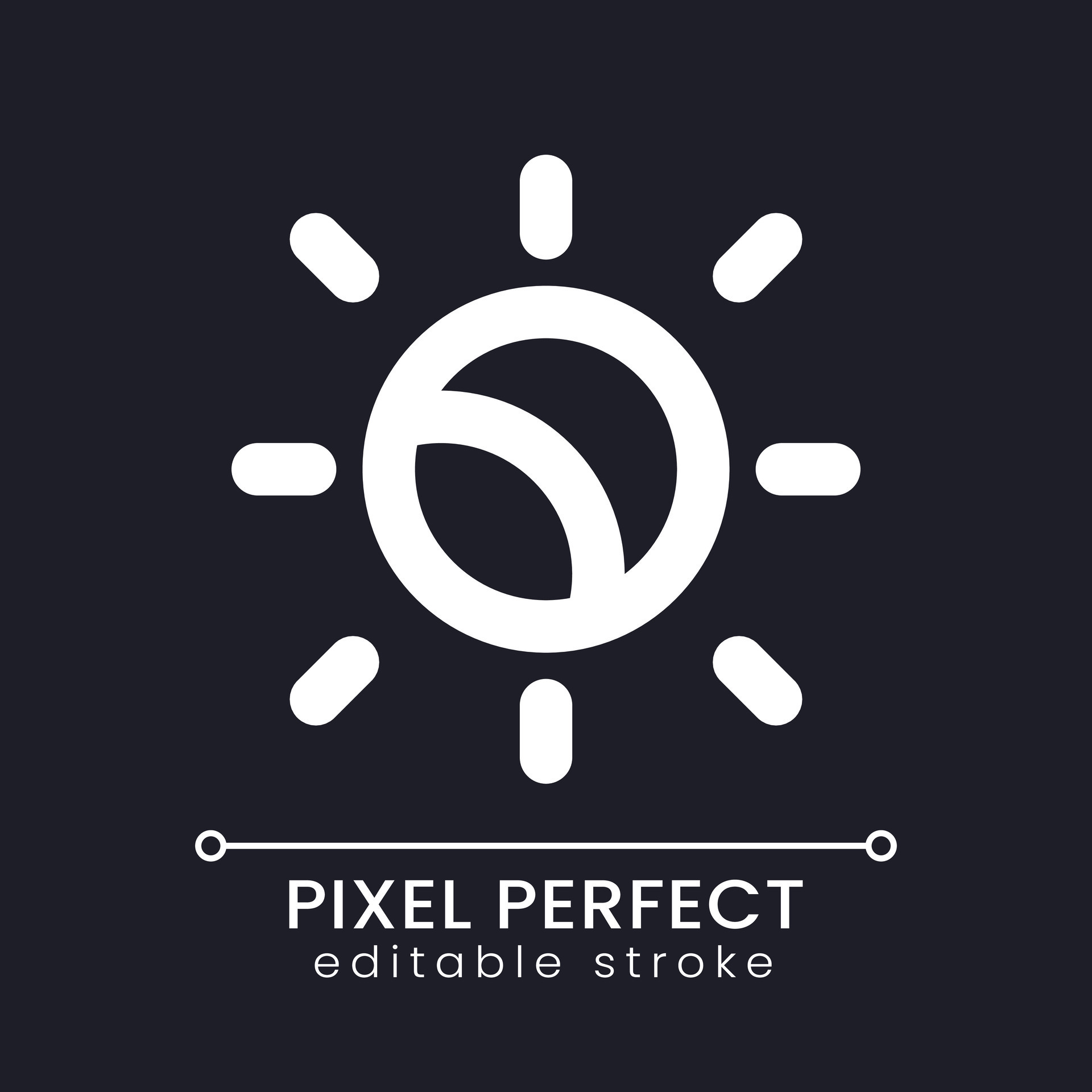 Lightness level pixel perfect white linear ui icon for dark theme. Color scale. Adjust video ...