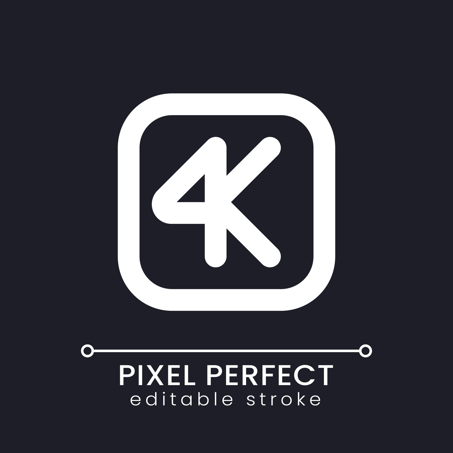 4K resolution pixel perfect white linear ui icon for dark theme. High quality. Video format ...