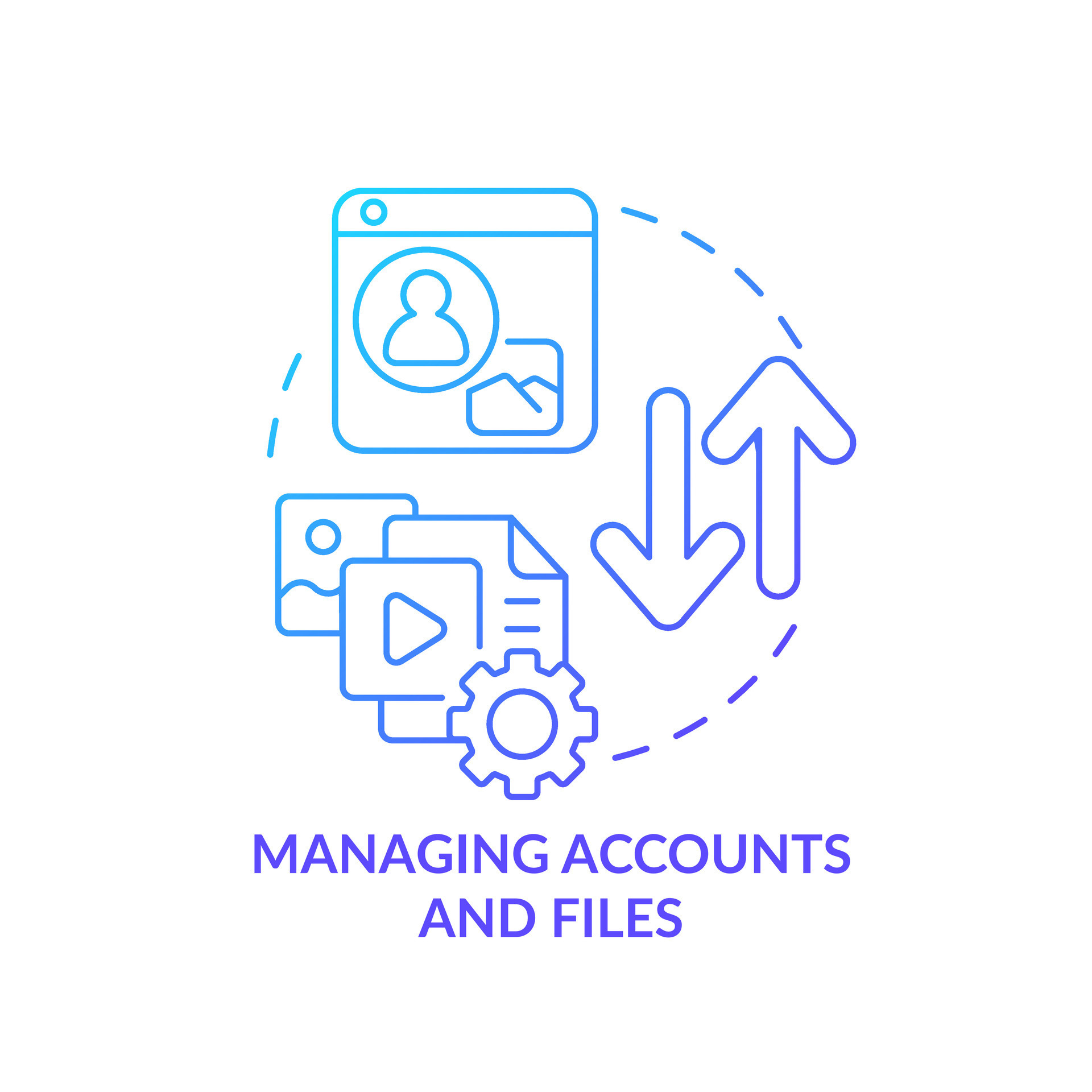 Managing Accounts And Files Blue Gradient Concept Icon Company Records Business Intelligence
