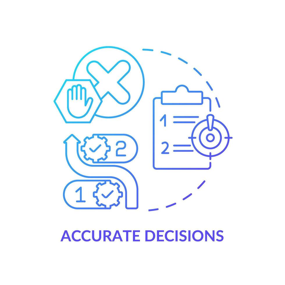 Accurate decisions blue gradient concept icon. Information governance. Data management strategy ...