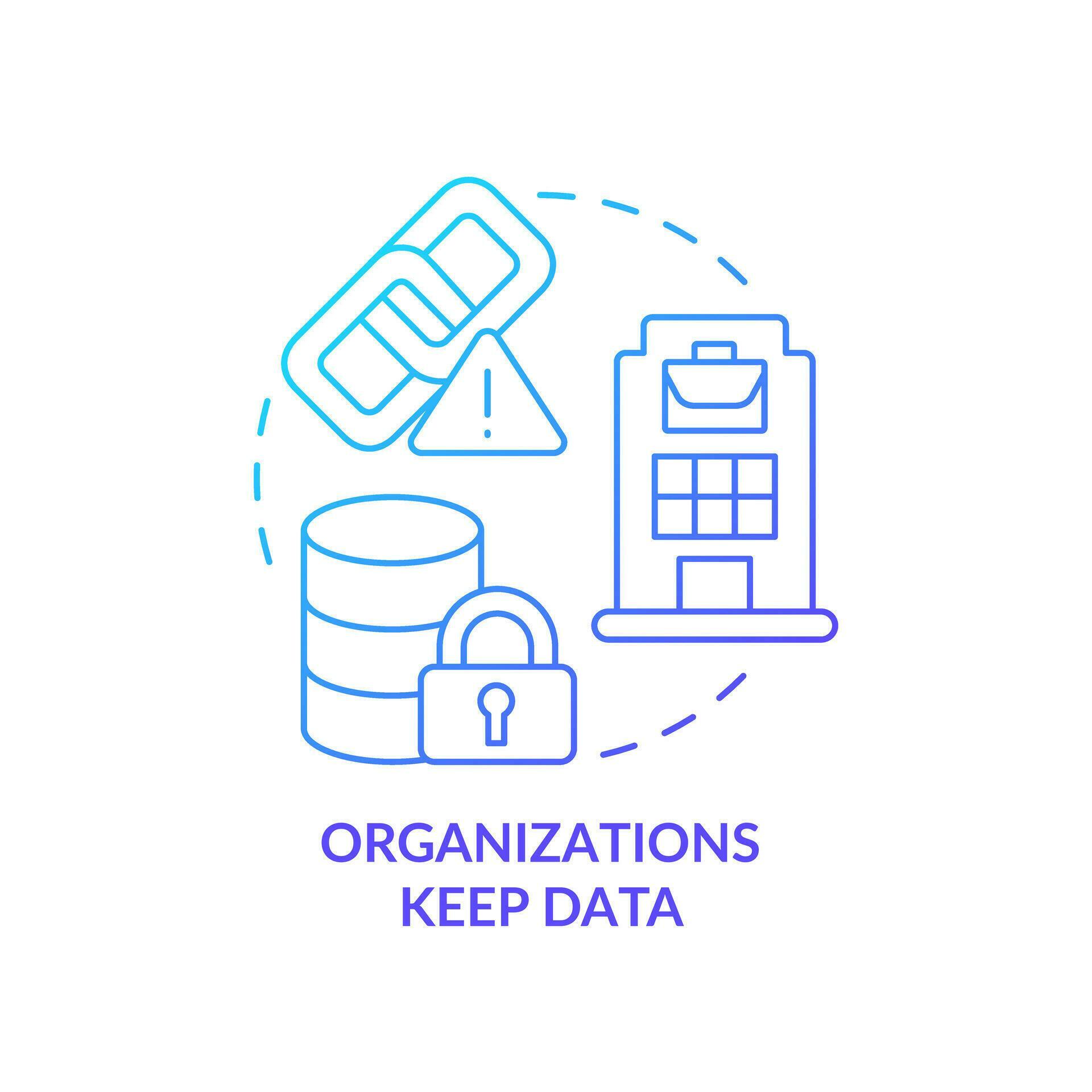 Organization keep data blue gradient concept icon. Corporate storage. Company information system ...