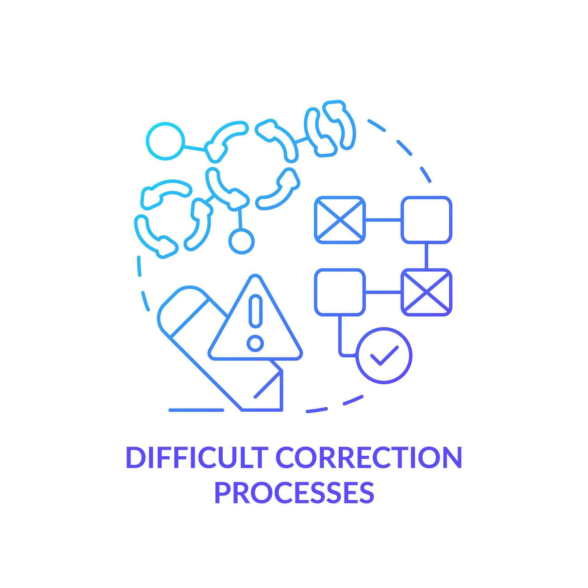 Difficult Correction Processes Blue Gradient Concept Icon Fixing Incorrect Data System Solve