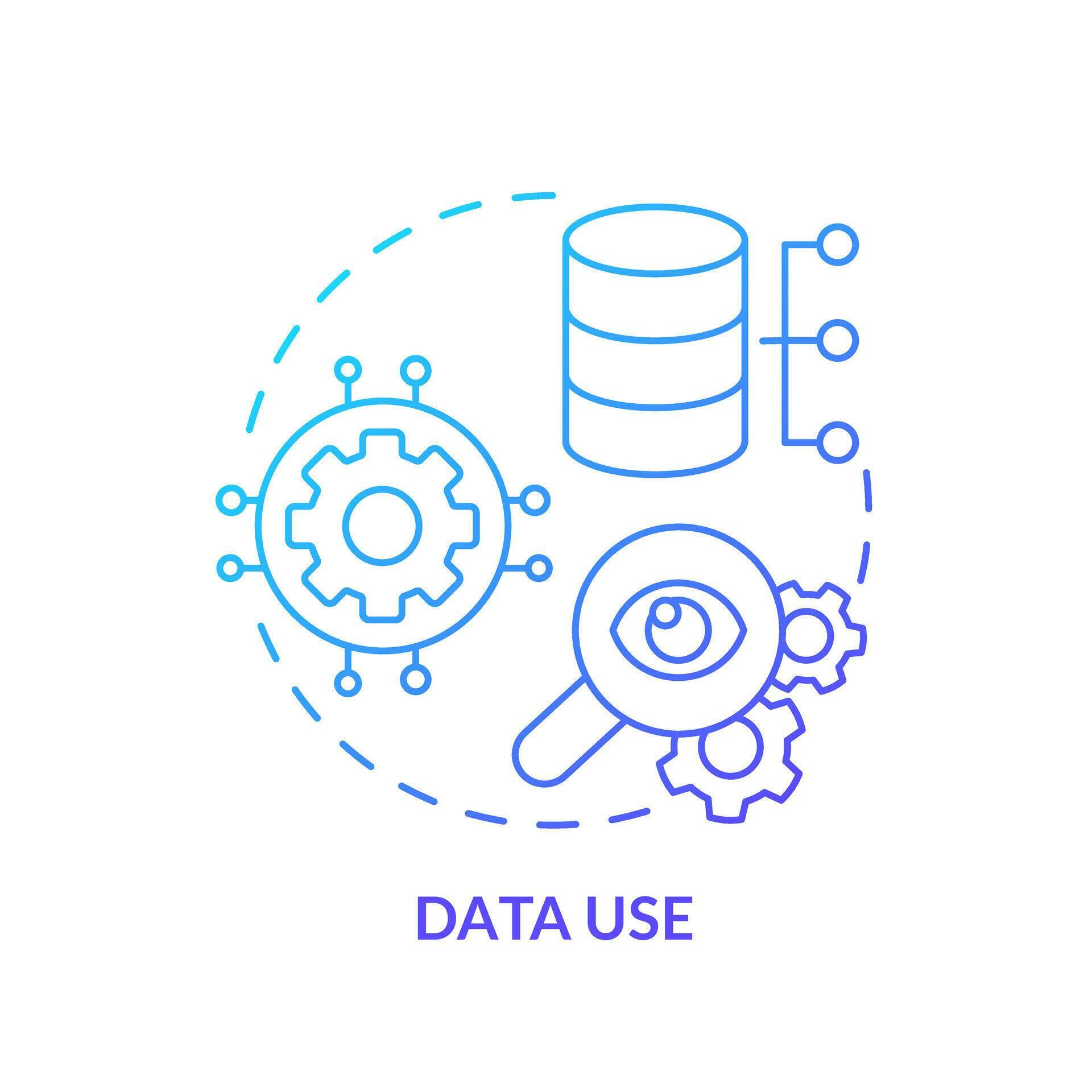 Data use blue gradient concept icon. Information management system ...