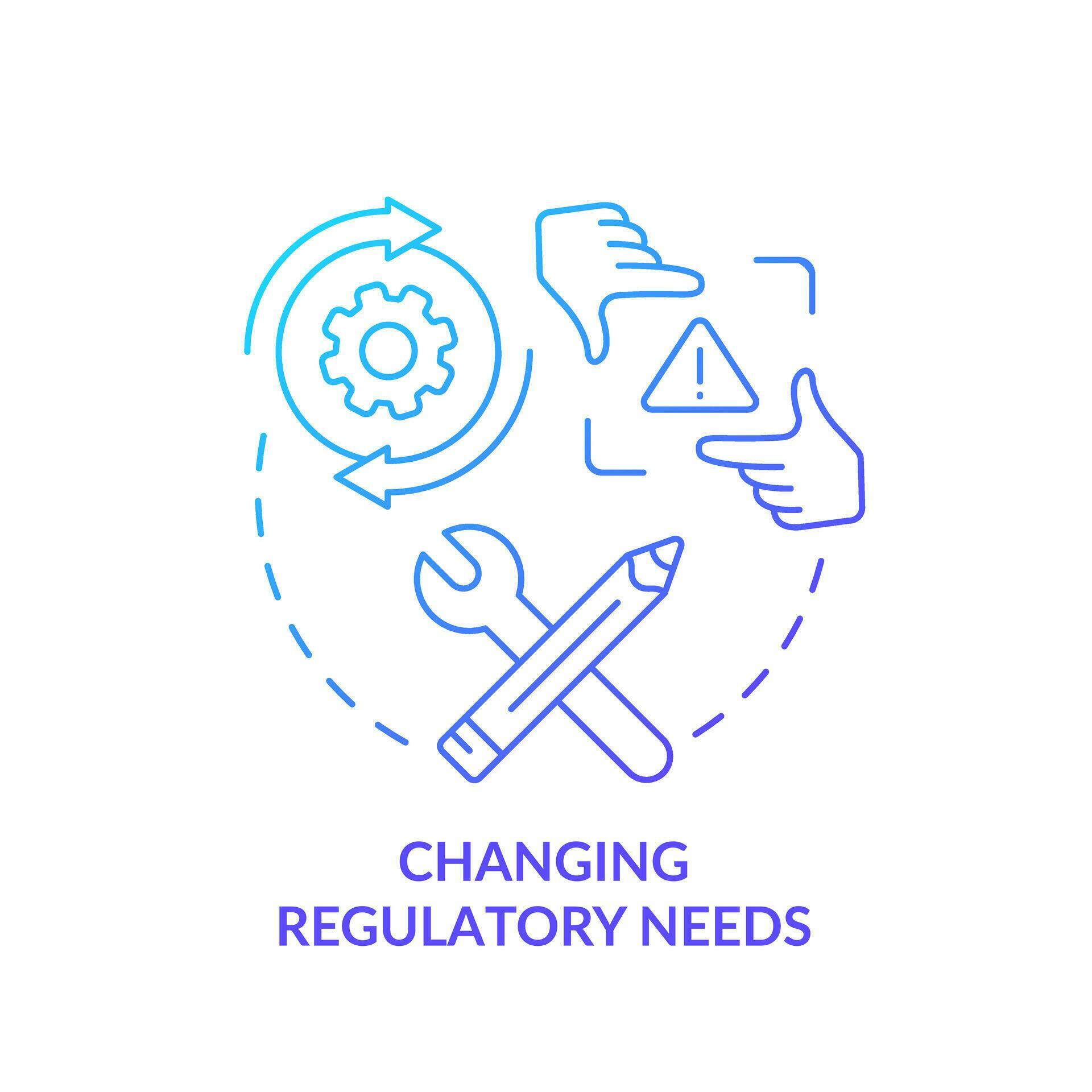Changing regulatory needs blue gradient concept icon. Business challenges. Develop data ...