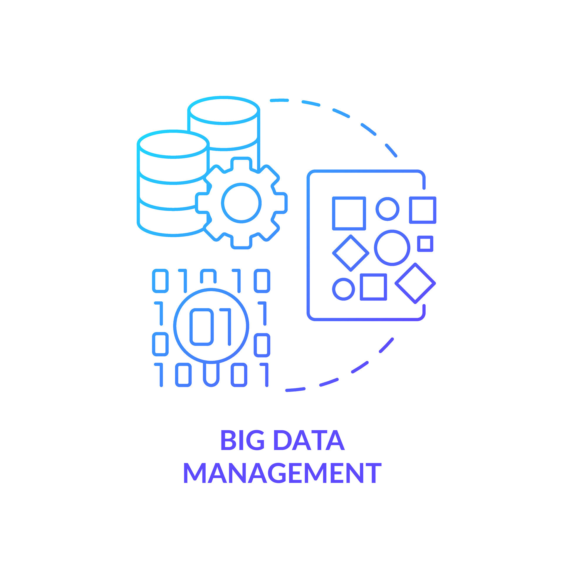 Big data management blue gradient concept icon. Massive information ...
