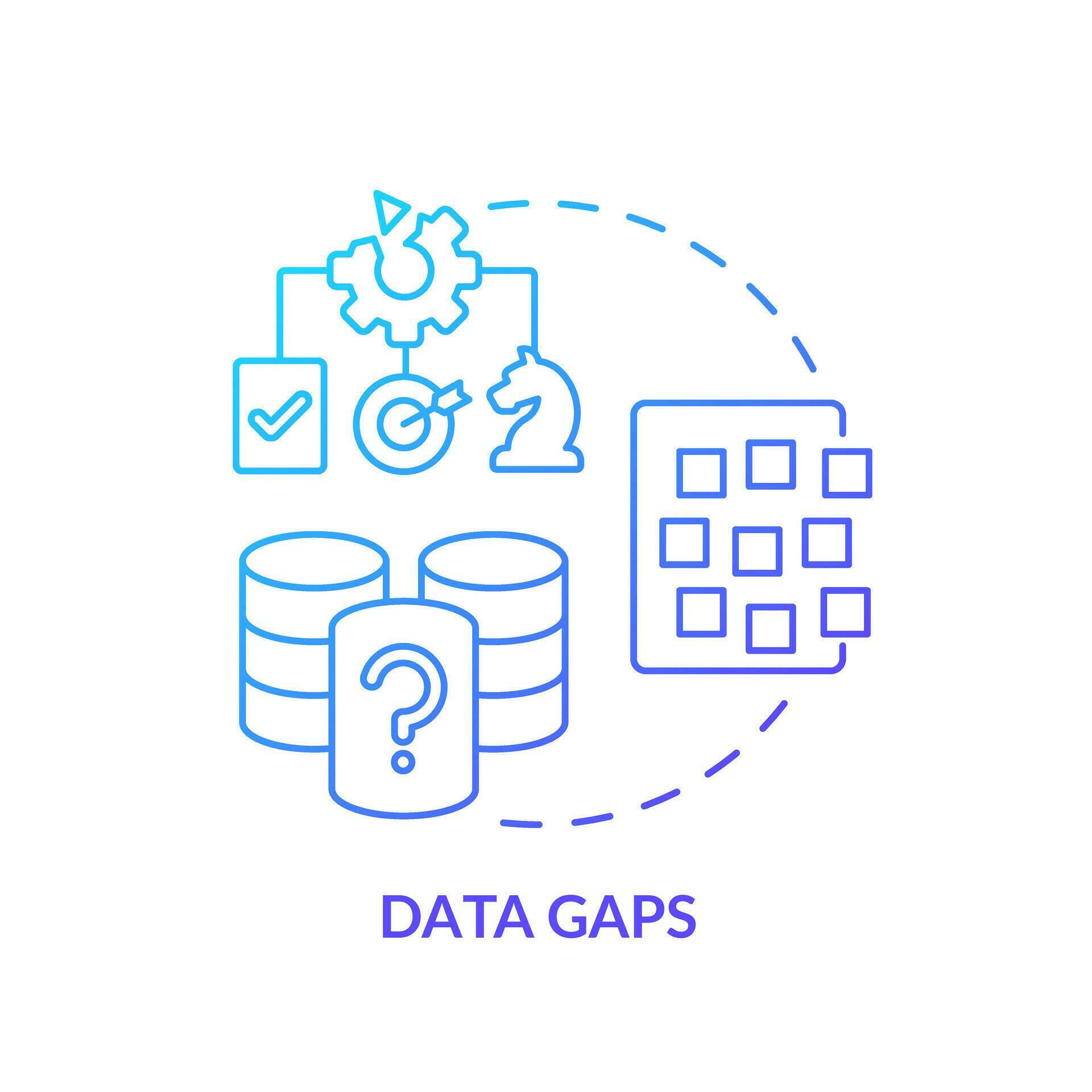 Data Gaps Blue Gradient Concept Icon Missing Information Database Governance Problems Storage