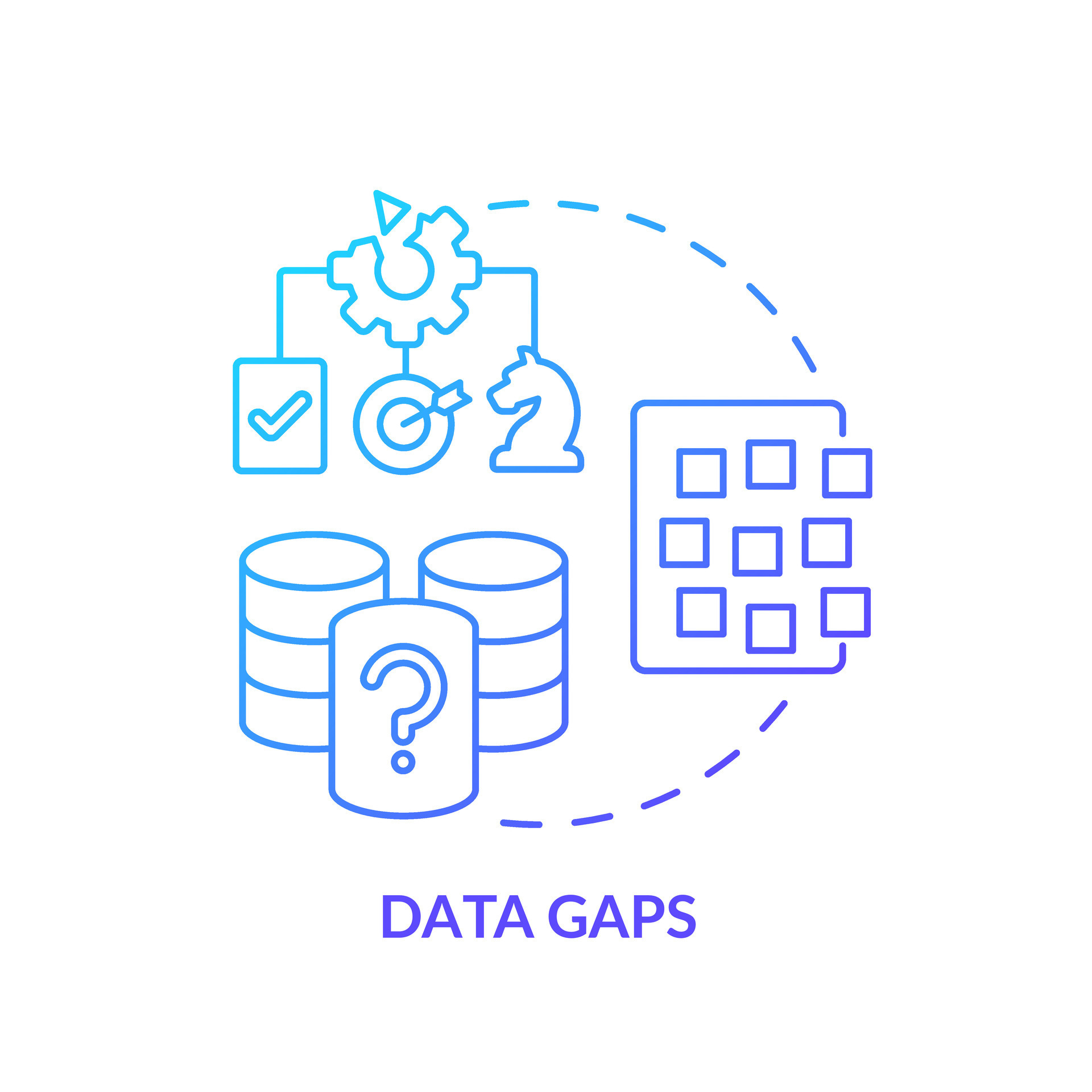 Data Gaps Blue Gradient Concept Icon Missing Information Database Governance Problems Storage