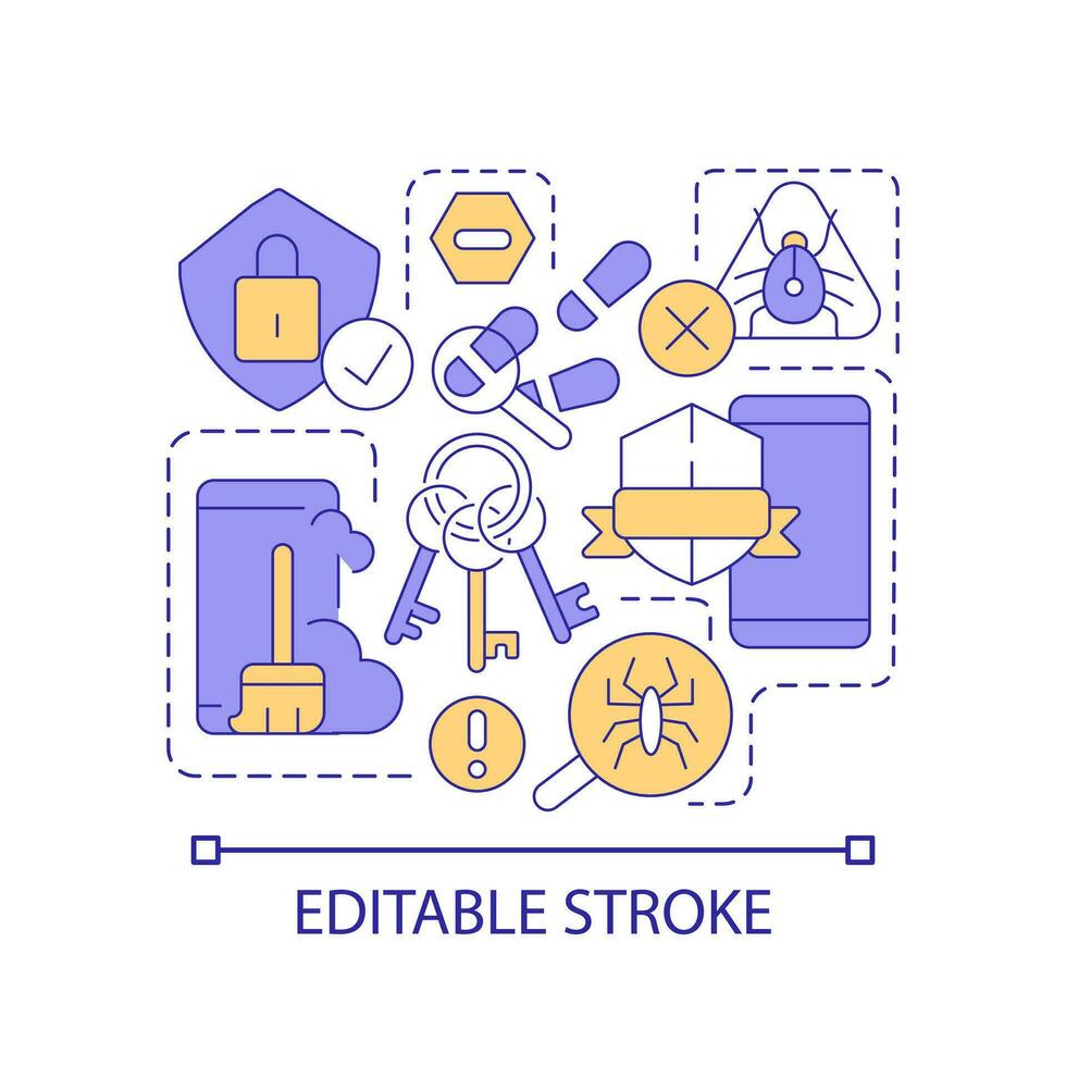 Improve Cybersecurity Concept Icon Smartphone Protection Remove Hacker Delete Viruses