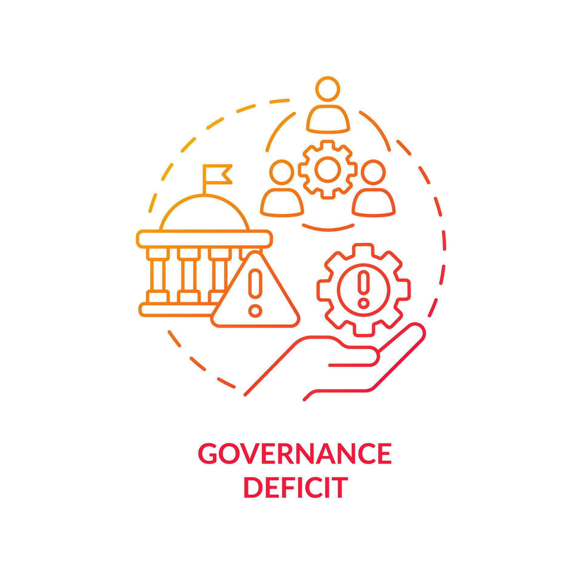 Governance deficit red gradient concept icon. Inclusive development issue in low income ...