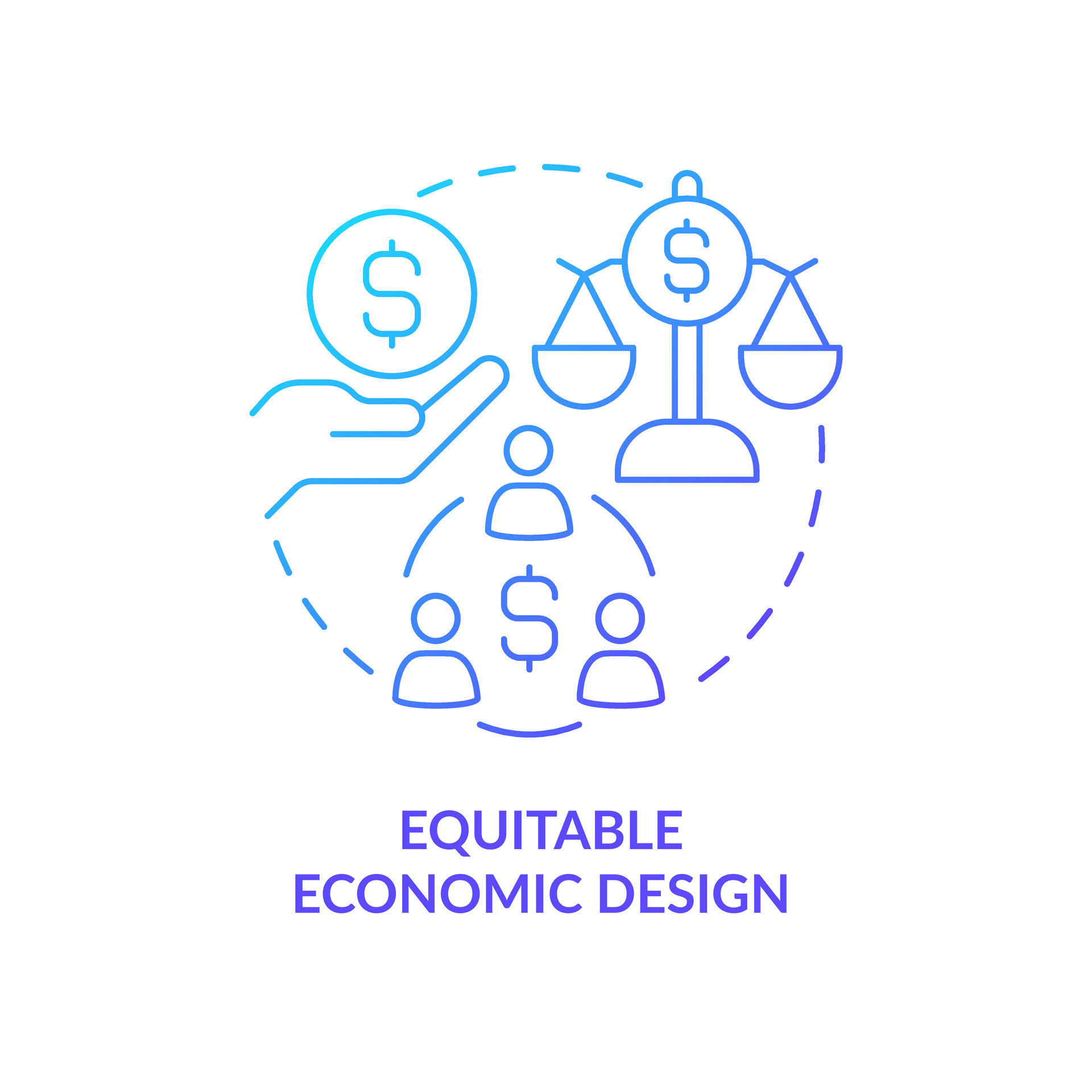 Equitable economic design blue gradient concept icon. Social justice ... Equitable economic design blue gradient concept icon. Social justice ...