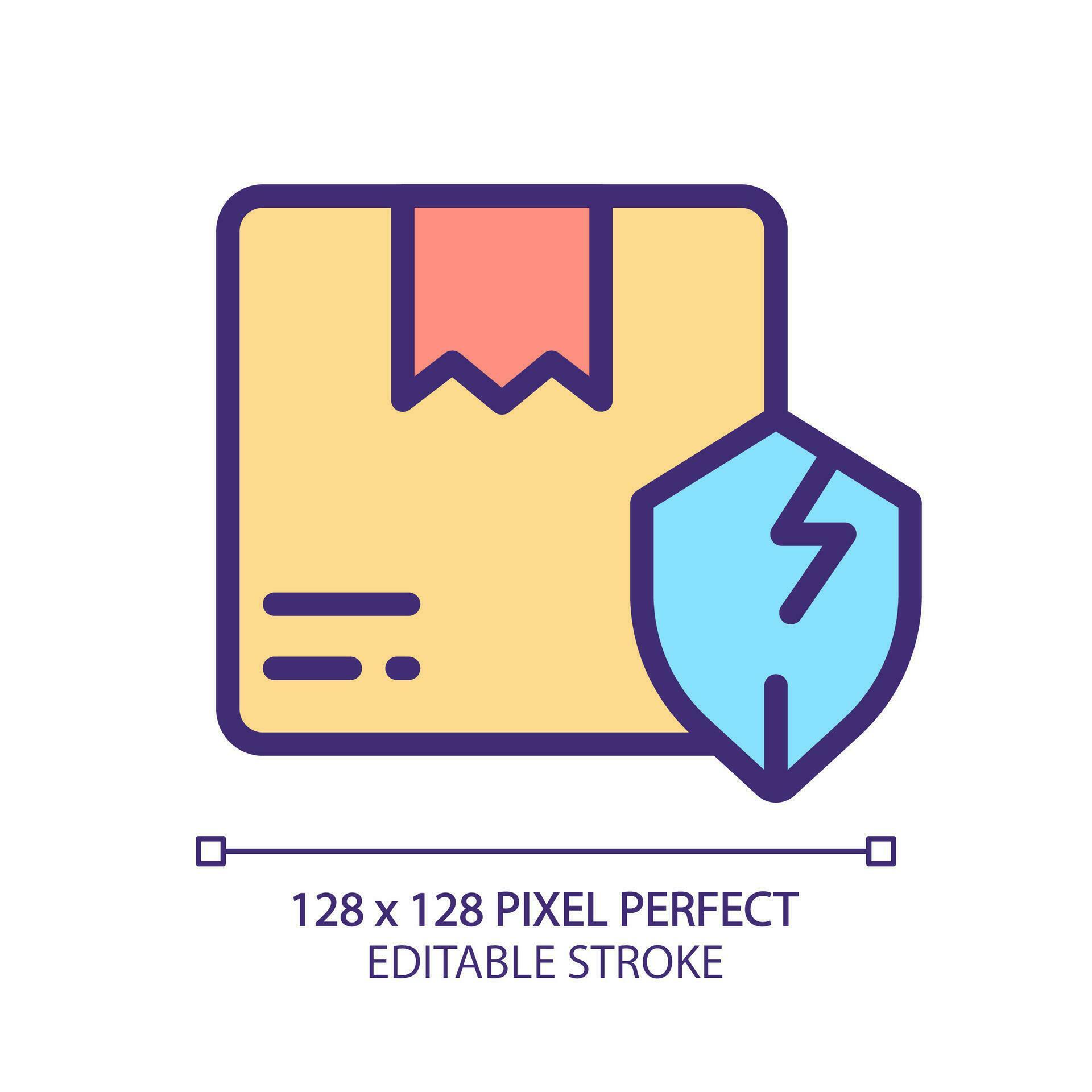 Unprotected parcel pixel perfect RGB color icon. Order damage. Delivery failure. Insecure ...