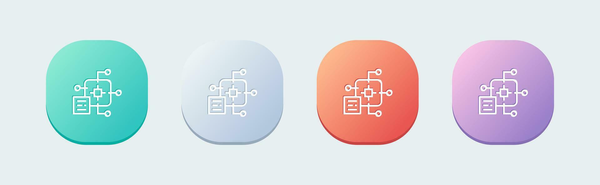 Machine learning line icon in flat design style. Artificial ...