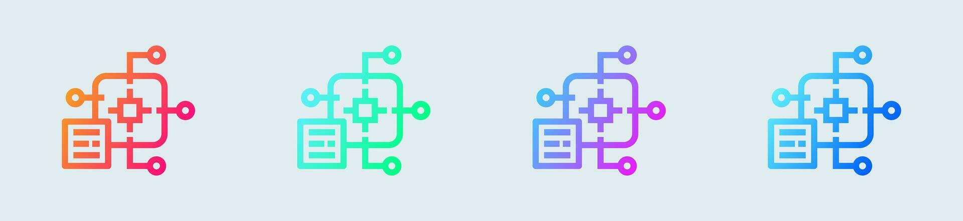 Machine learning line icon in gradient colors. Artificial intelligence ...