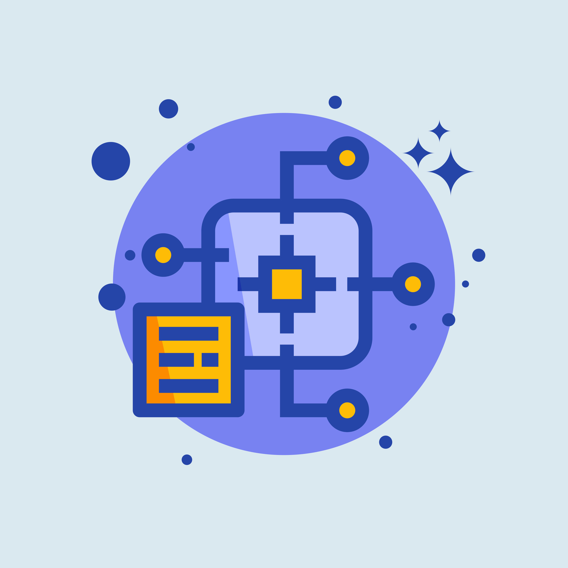 Machine learning flat illustration. Artificial intelligence signs ... Machine learning flat illustration. Artificial intelligence signs ...