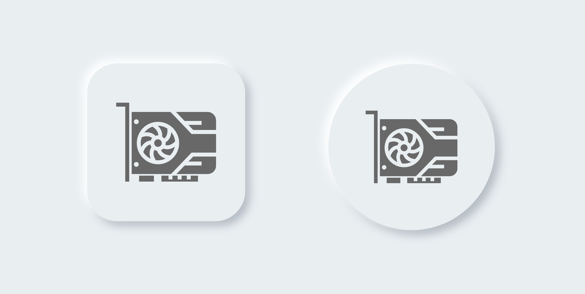Video Card Solid Icon In Neomorphic Design Style Gpu Signs Vector