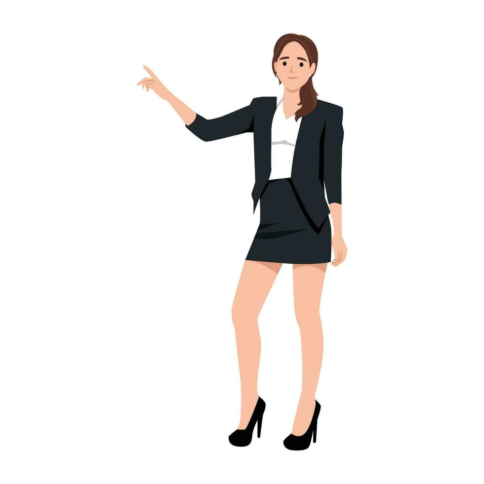 Young woman is pointing at something. 25768003 Vector Art at Vecteezy