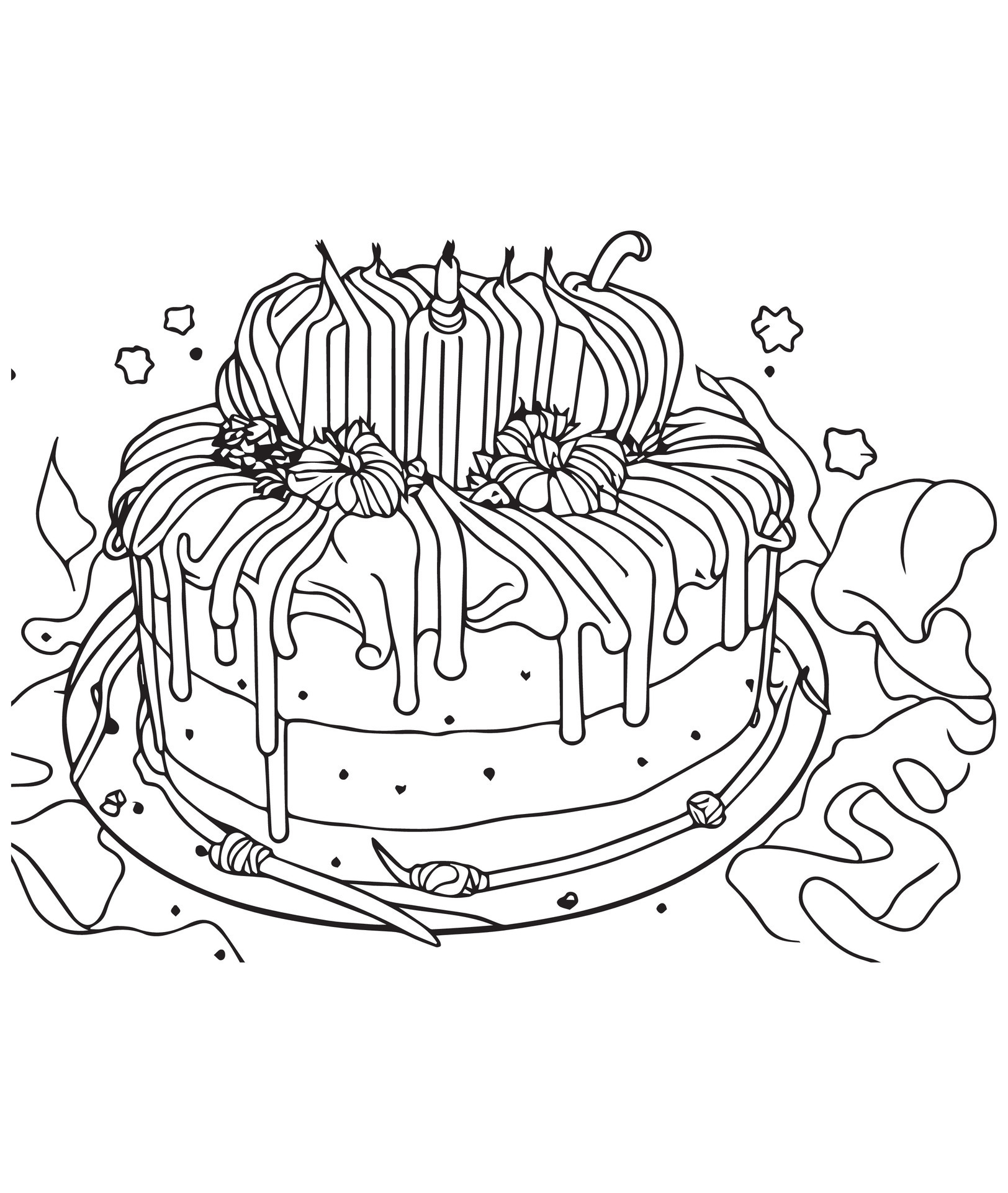 Cake coloring page. Birthday cake coloring page for kids and adults ... Cake coloring page. Birthday cake coloring page for kids and adults ...