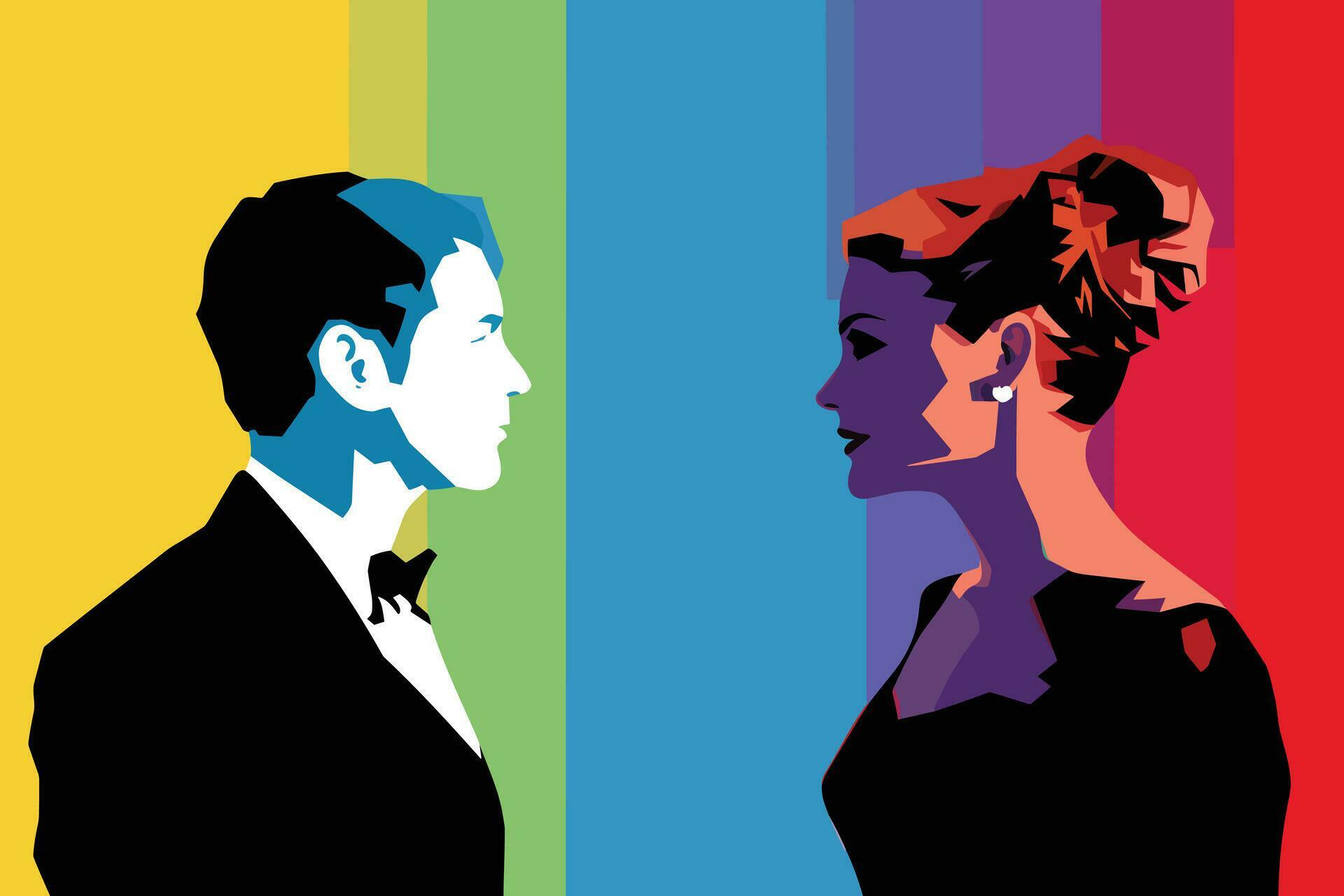 Wedding Couple Pop Art Vector Illustration Colorful Art Of A Wedding