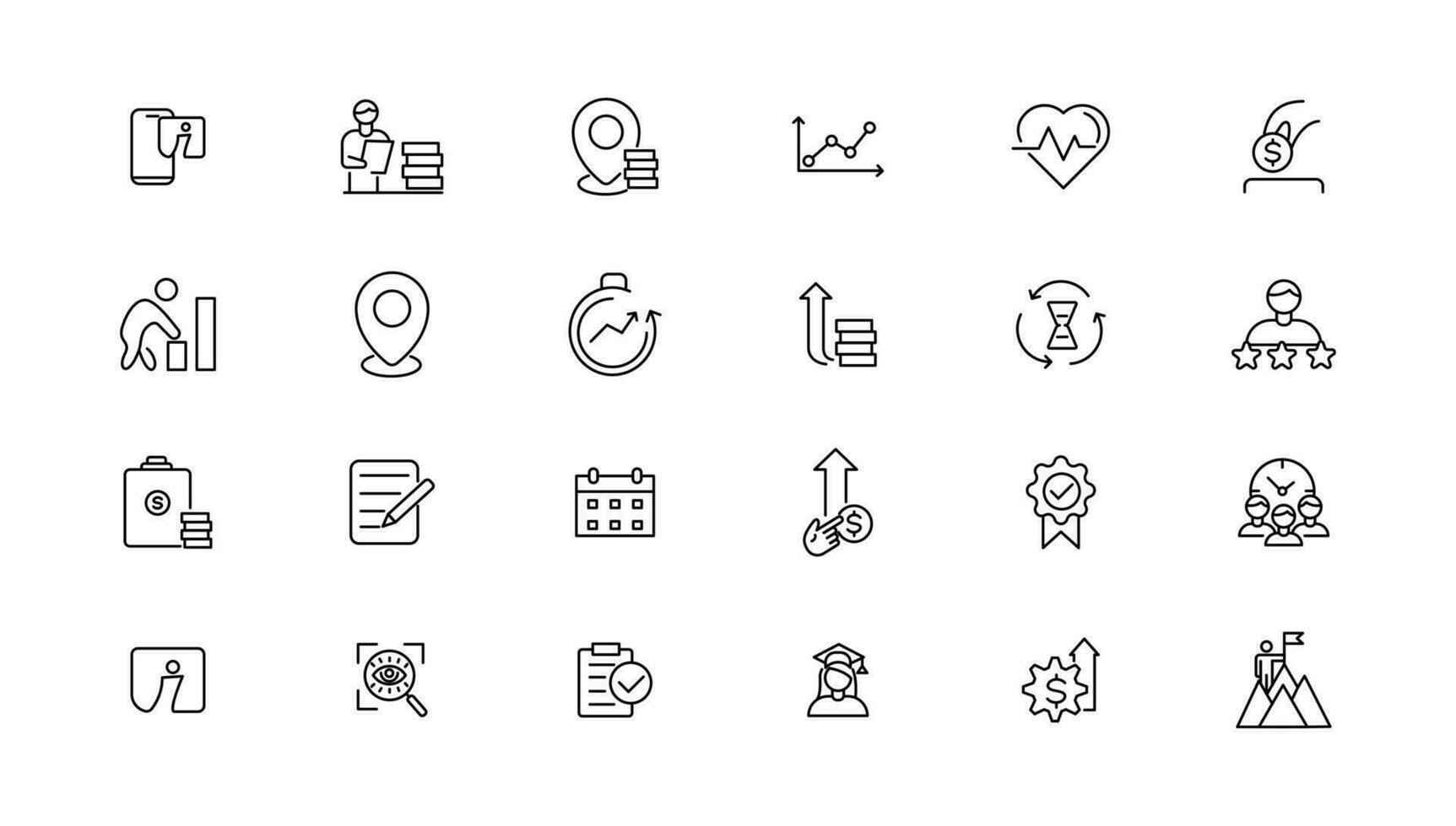 Growth and success line icons collection. Big UI icon set in a flat design. Thin outline icons ...