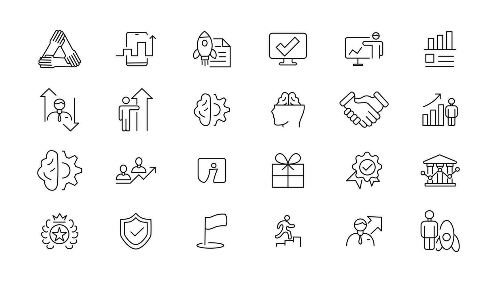 Growth and success line icons collection. Big UI icon set in a flat design. Thin outline icons ...