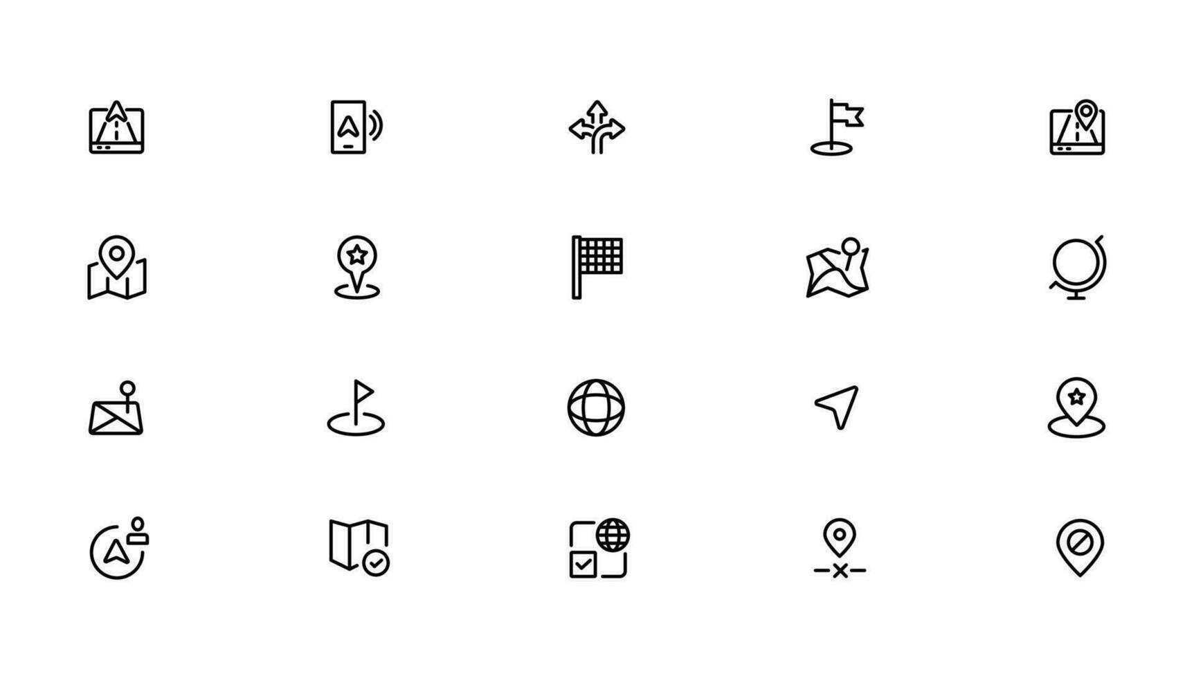 Navigation Location Gps Elements Thin Line Web Icon Set Outline