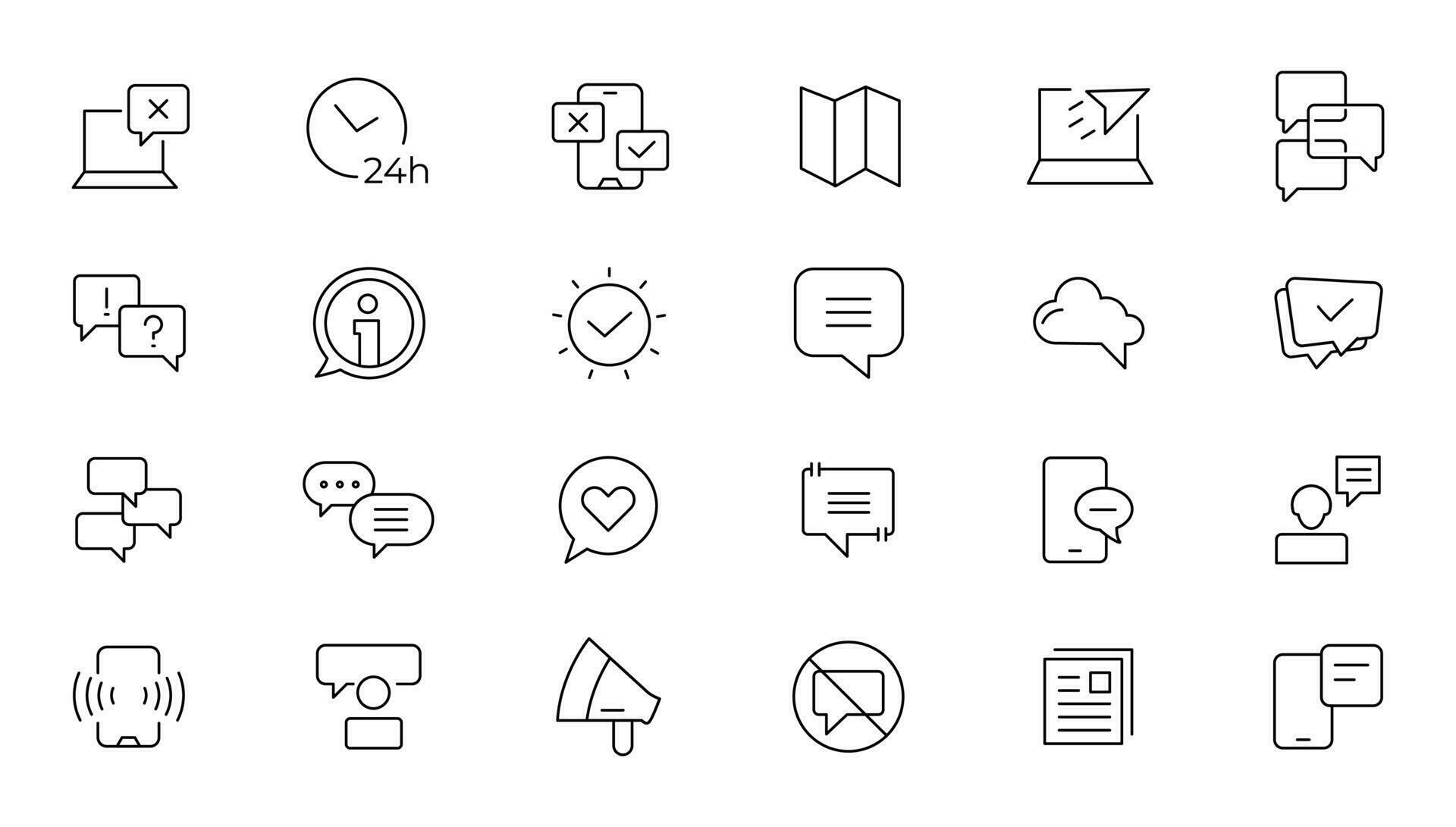 Customer Service And Support Outline Icon Collection Thin Line Set