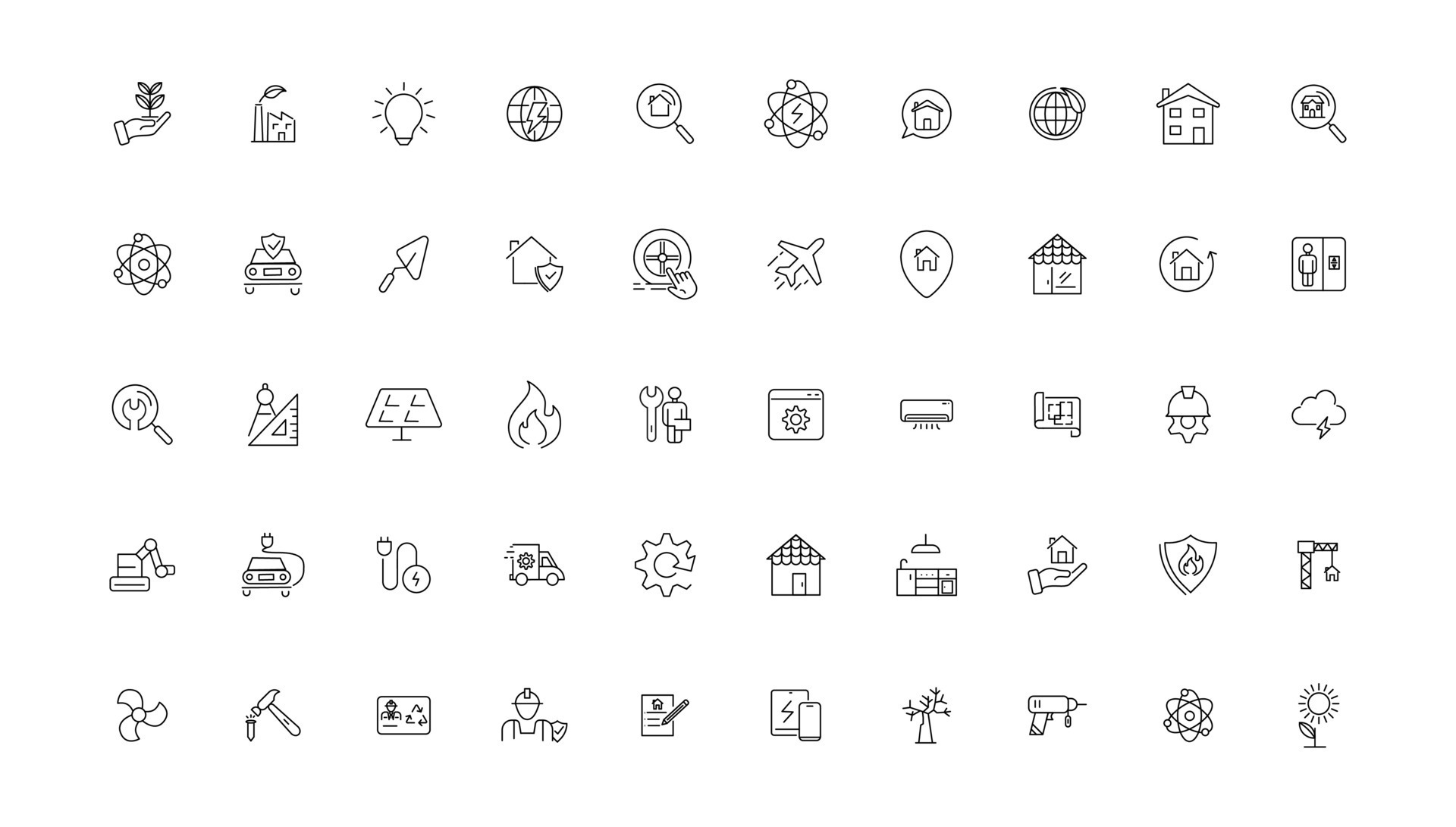 Energy And Industry Linear Icons Collection Energy And Industry Line