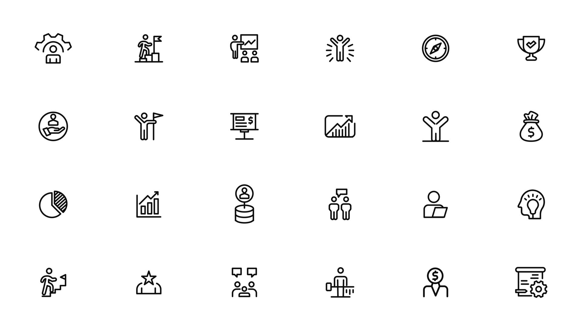 Business And Management Line Icons Set Management Icon Collection