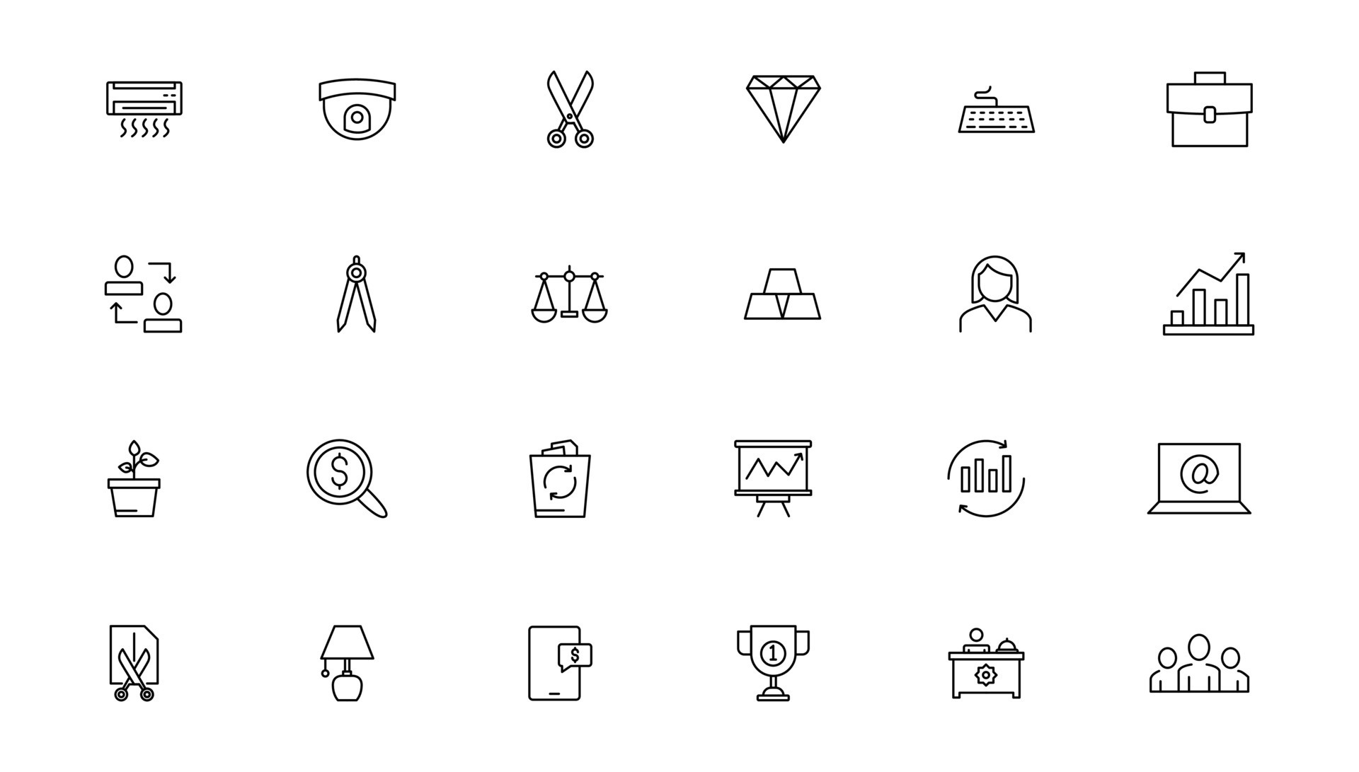 Business And Management Line Icons Set Management Icon Collection