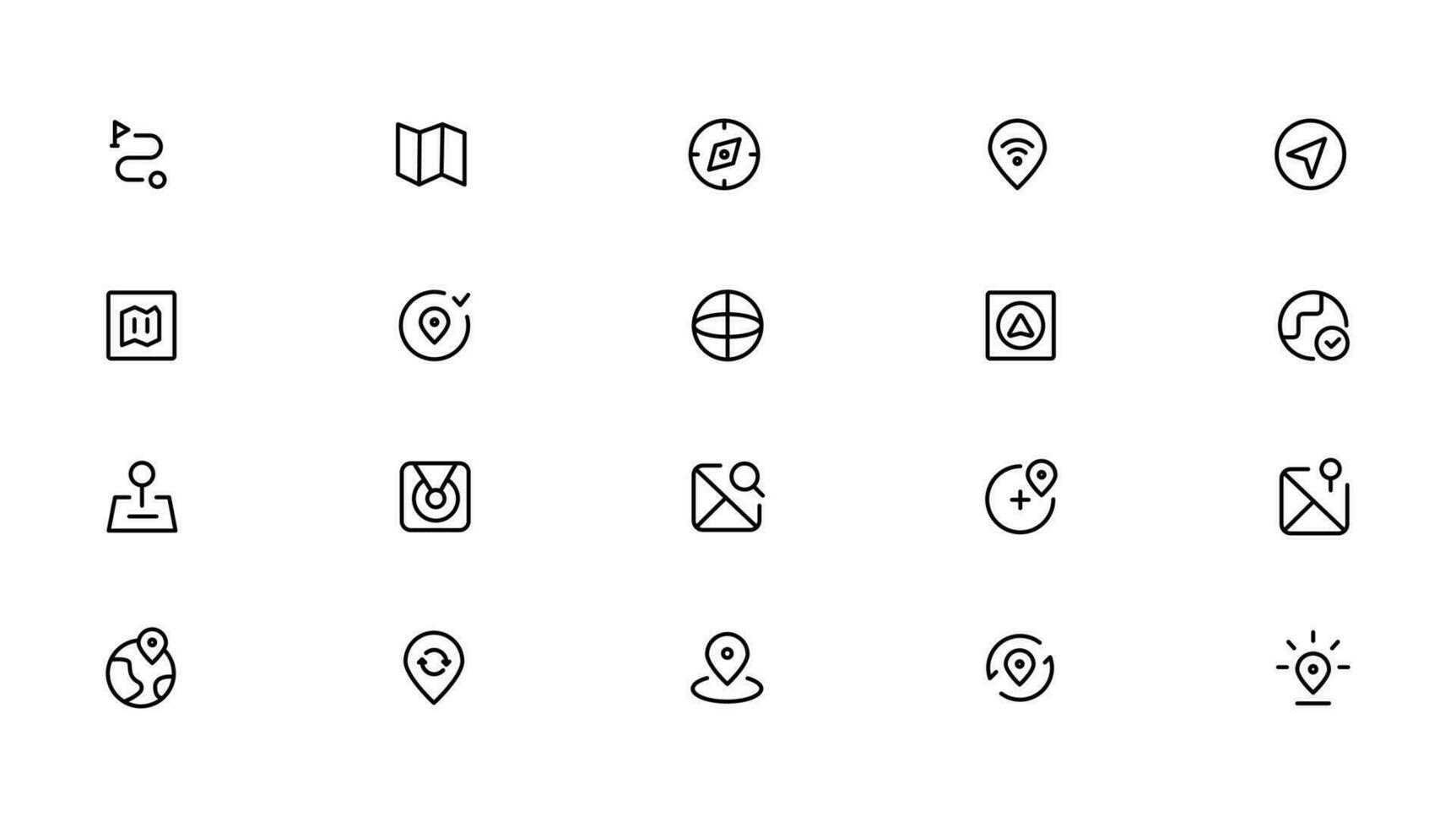 Navigation, location, GPS elements - thin line web icon set. Outline icons collection. Simple ...