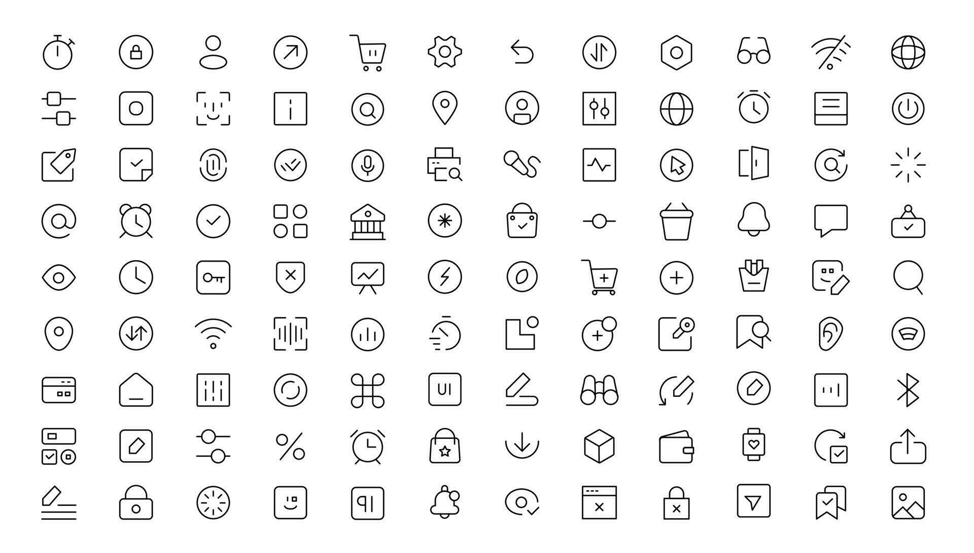 Pixel Perfect Basic User Interface Essential Set Line Outline Icons For App Web Print