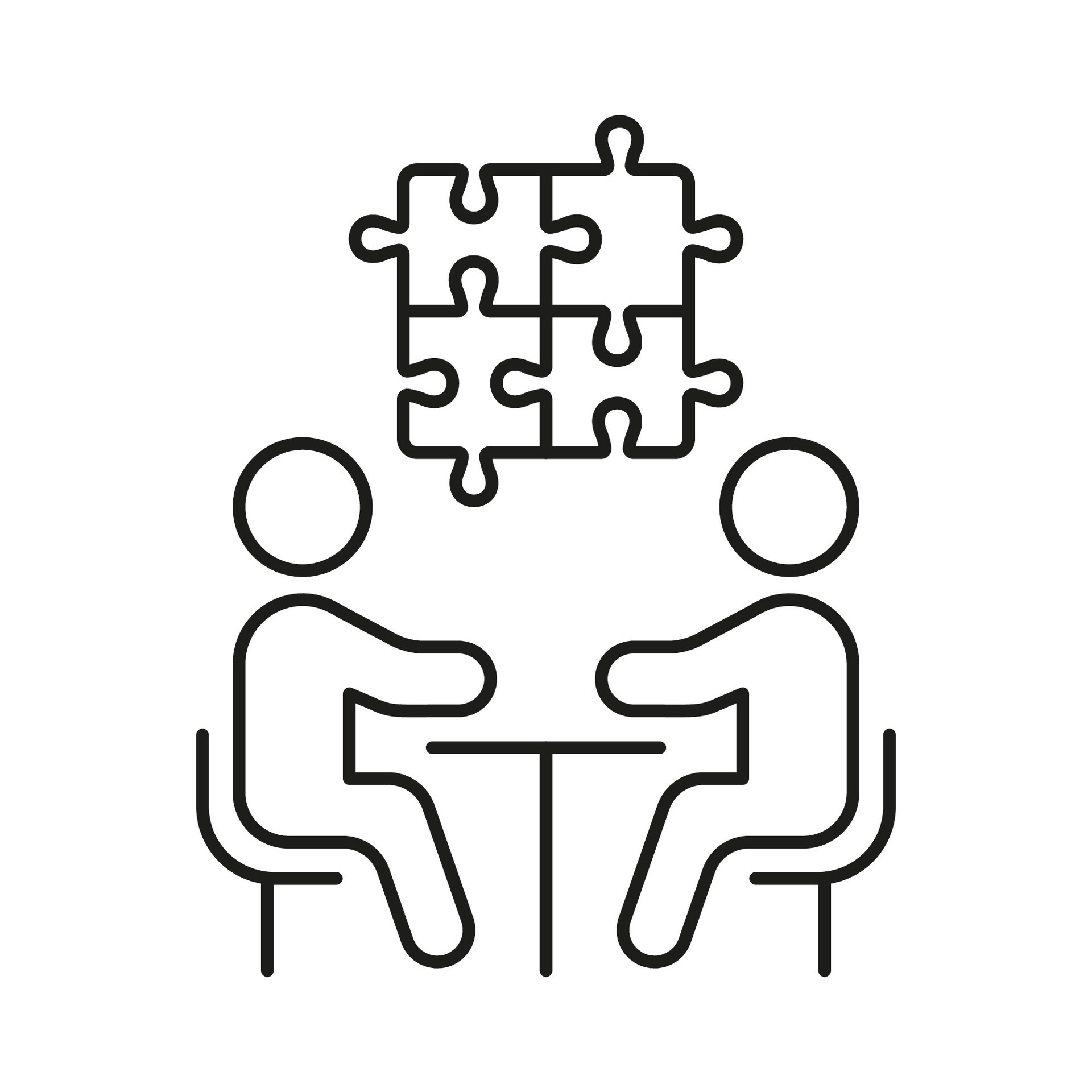 Puzzle And Team Work Linear Pictogram Business Cooperation Jigsaw And