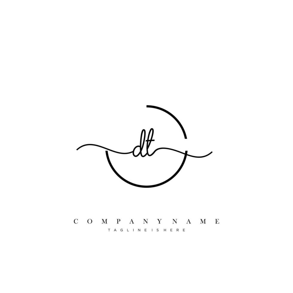 DT Initial handwriting minimalist geometric logo template vector ... DT Initial handwriting minimalist geometric logo template vector ...