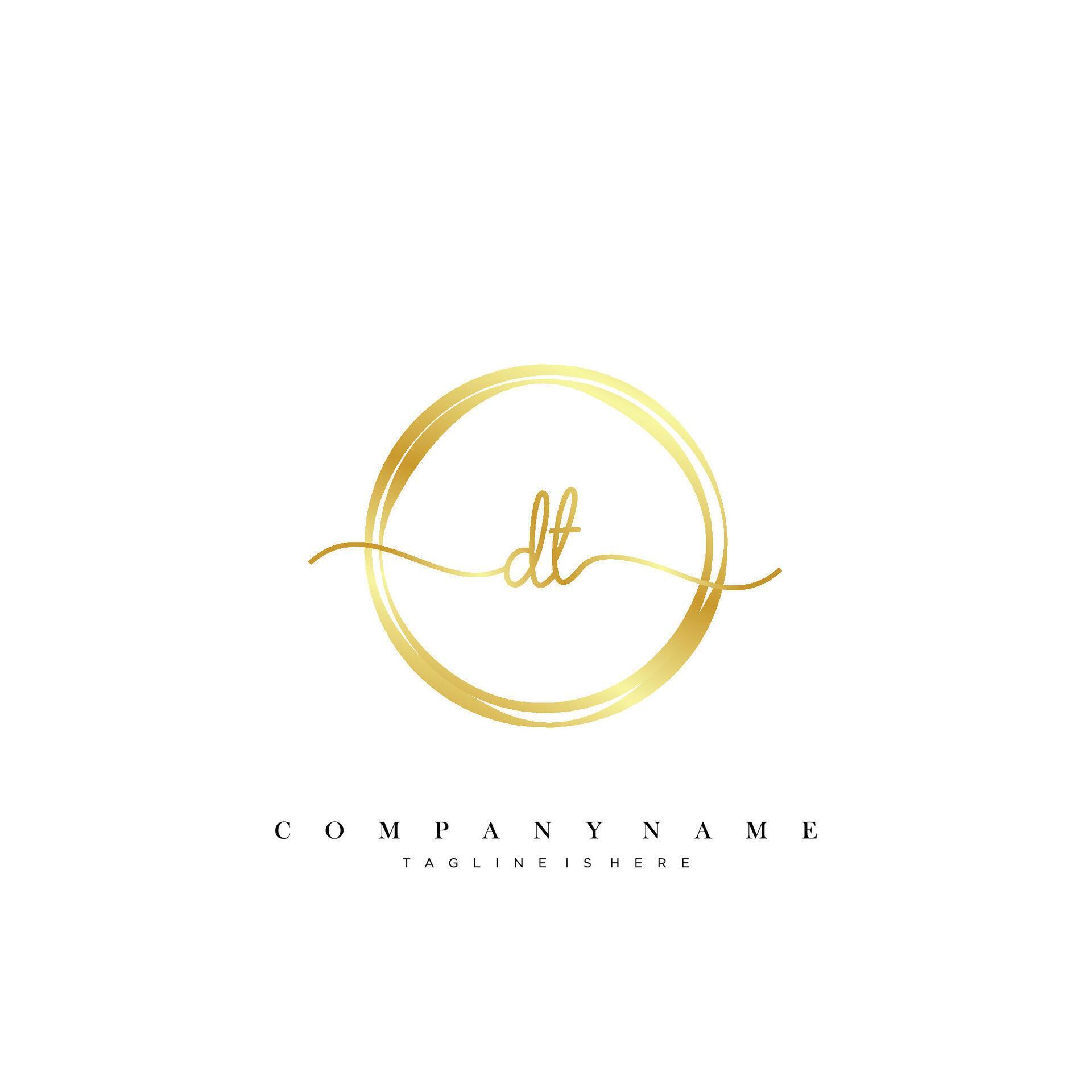 DT Initial handwriting minimalist geometric logo template vector ... DT Initial handwriting minimalist geometric logo template vector ...