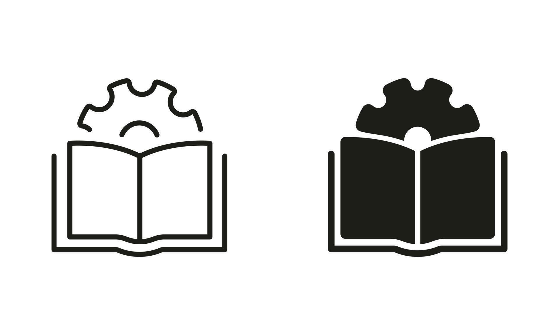 User Manual Document Line and Silhouette Icon Set. Technical Guide Book ...
