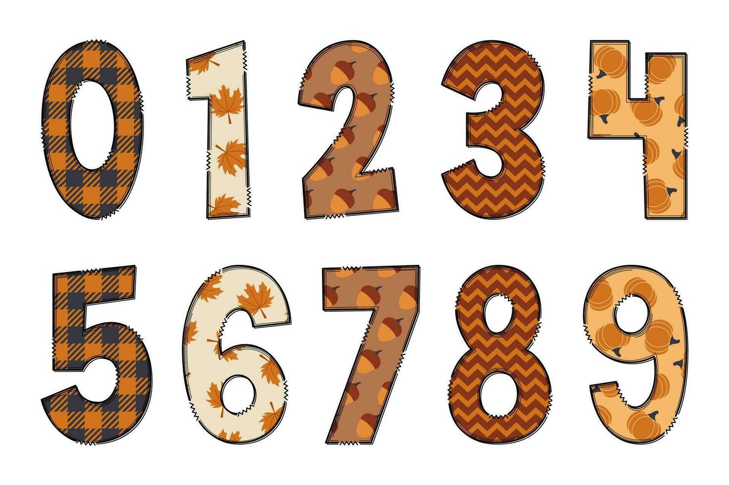 Adorable Handcrafted Hello Fall Number Set 25784920 Vector Art at Vecteezy