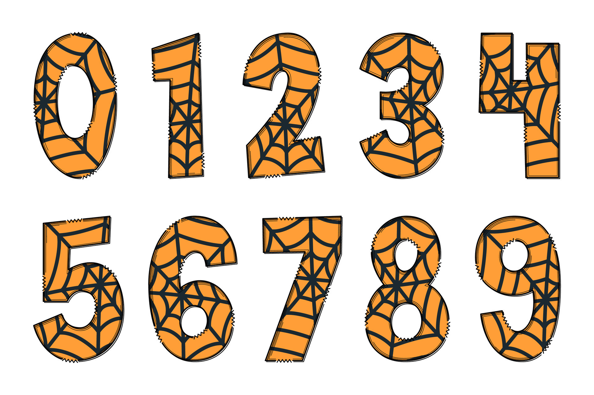 Adorable Handcrafted Spider Web Number Set 25784931 Vector Art at Vecteezy