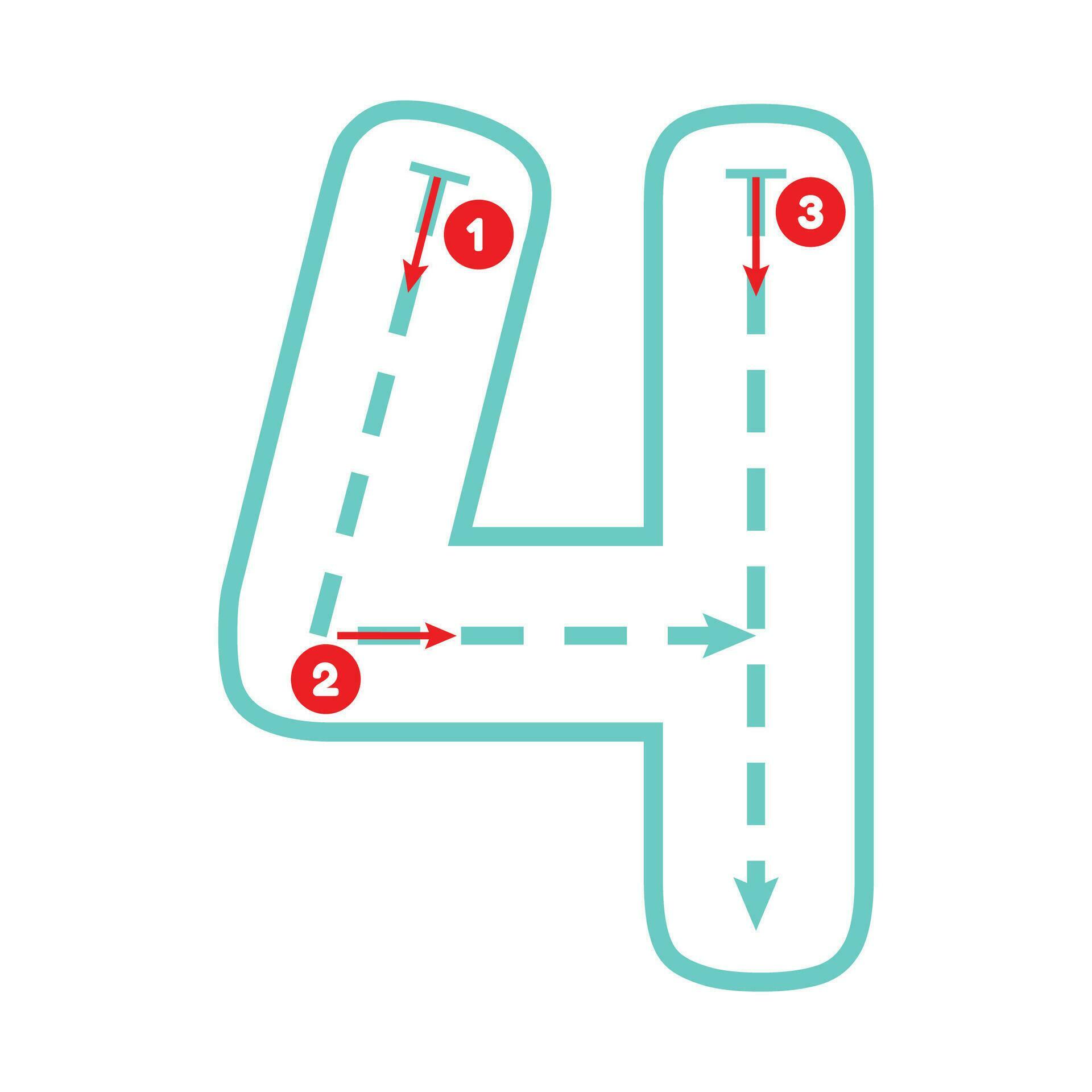 Write number four with tracing guide. Outline number. Preschool ...